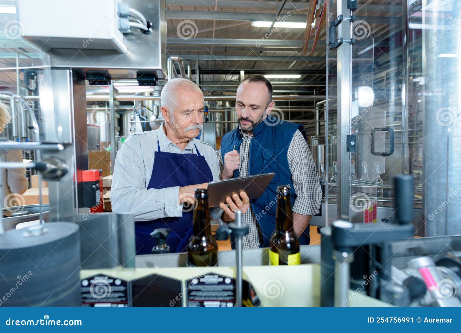Male Workers Using Tablet in Factory Stock Image - Image of coworker ...