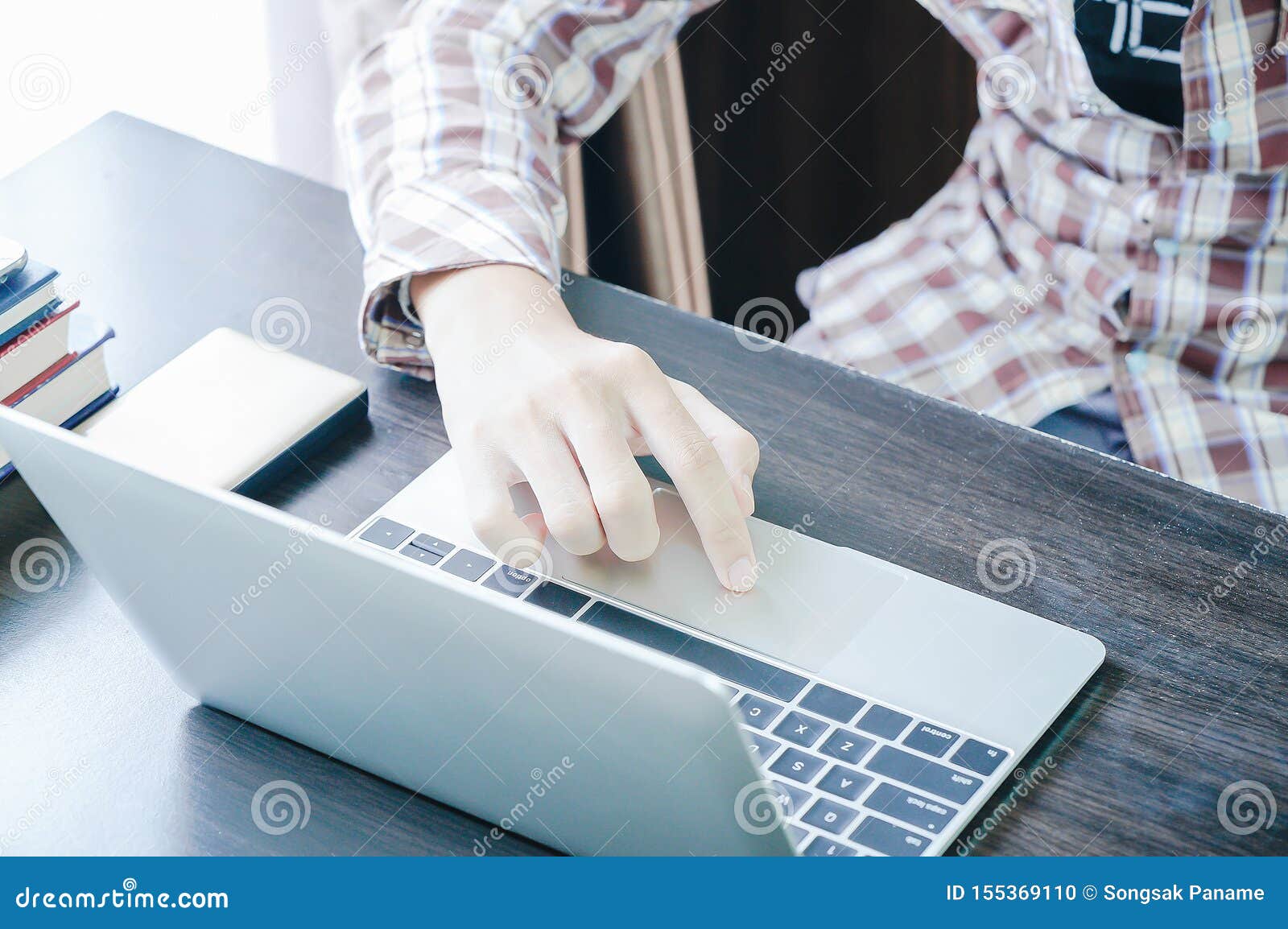 Male Working with Laptop Computer on the Table Stock Photo - Image of ...