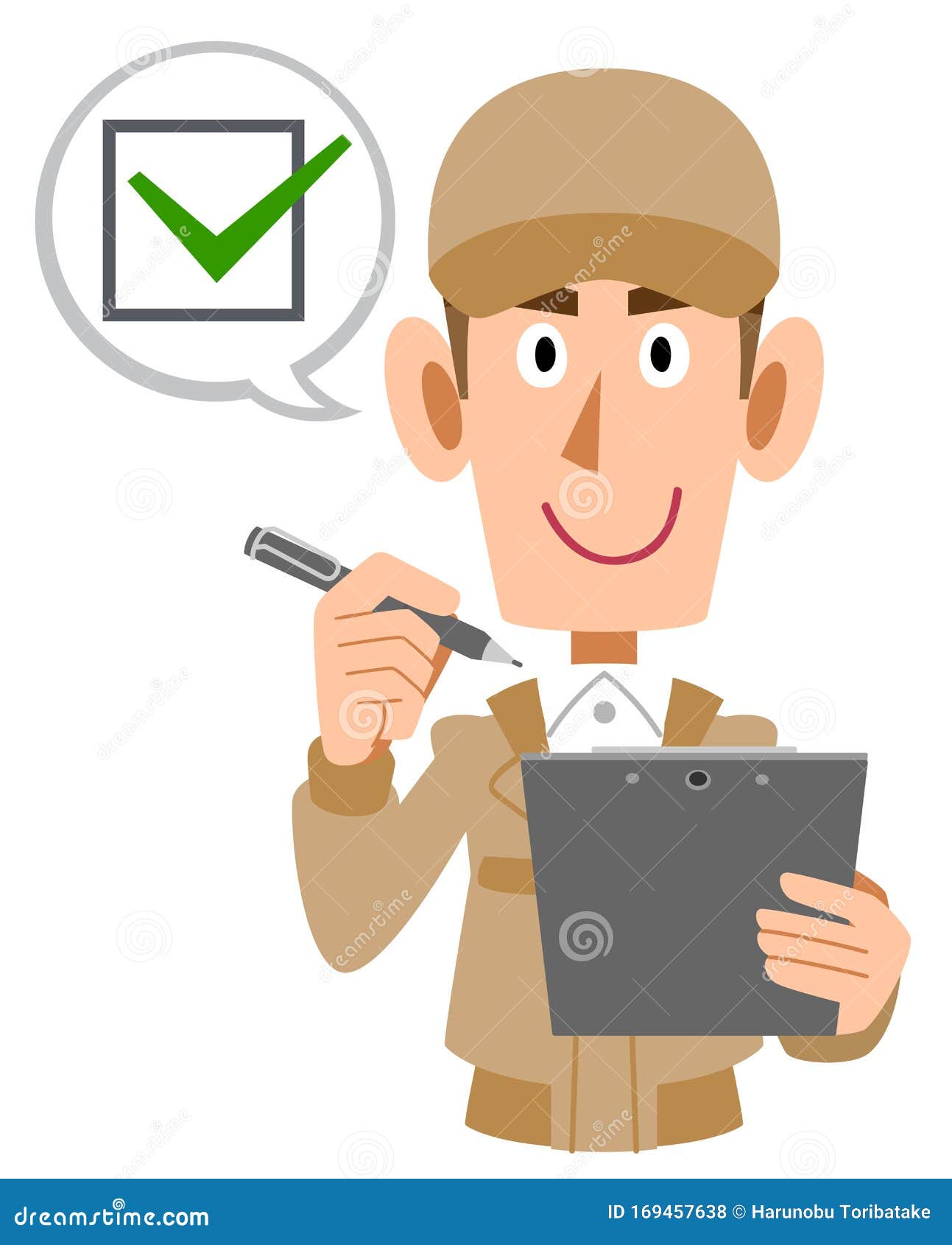 Male Working Staff Checking and Confirming Stock Vector - Illustration ...