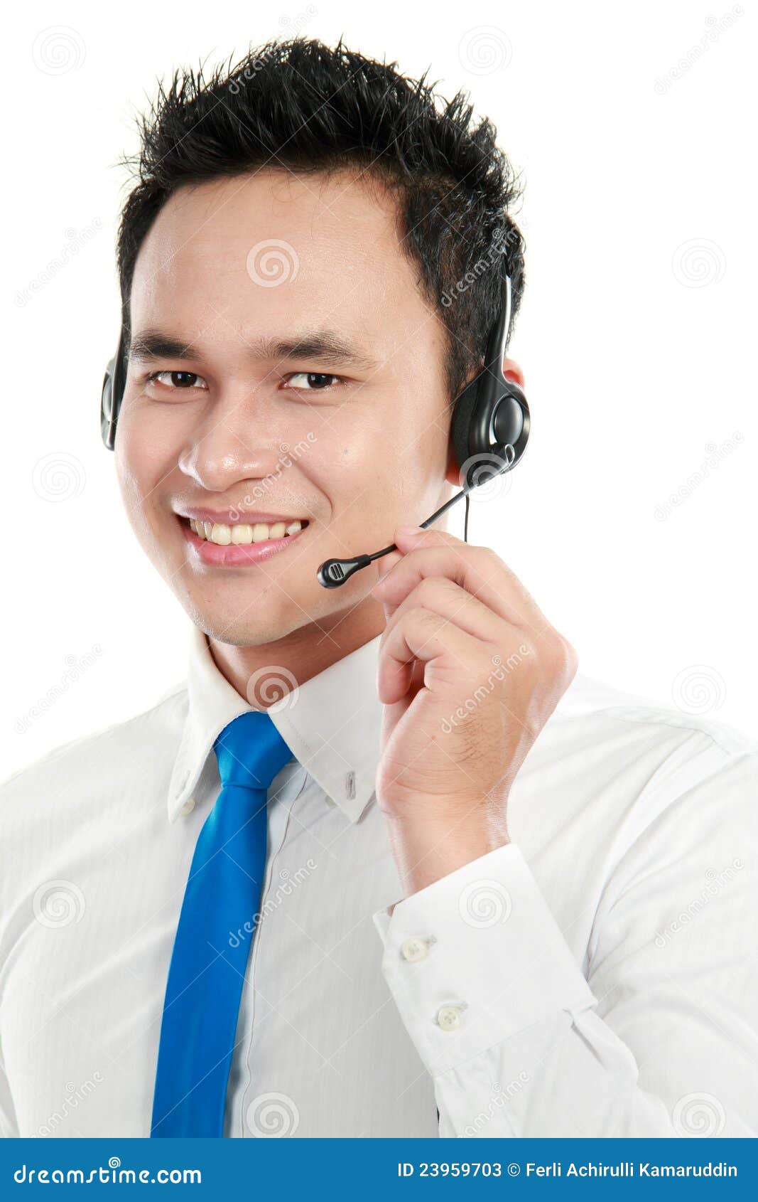 Male Young Call Center Operator Stock Image - Image of confident ...