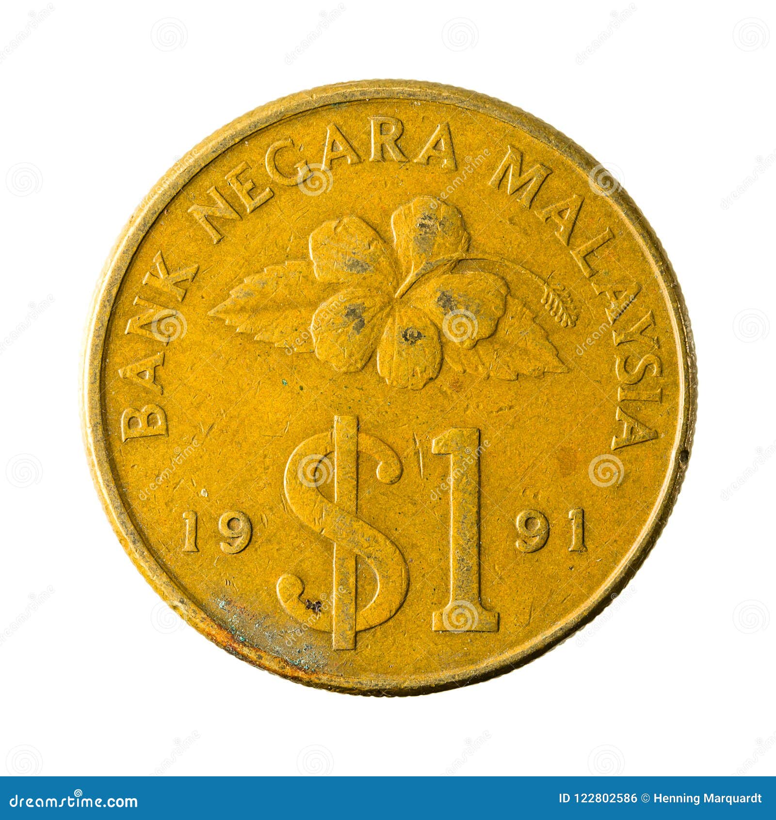 1 Maleise Ringgit Muntstuk 1991 Obvers Stock Foto - Image of maleis ...