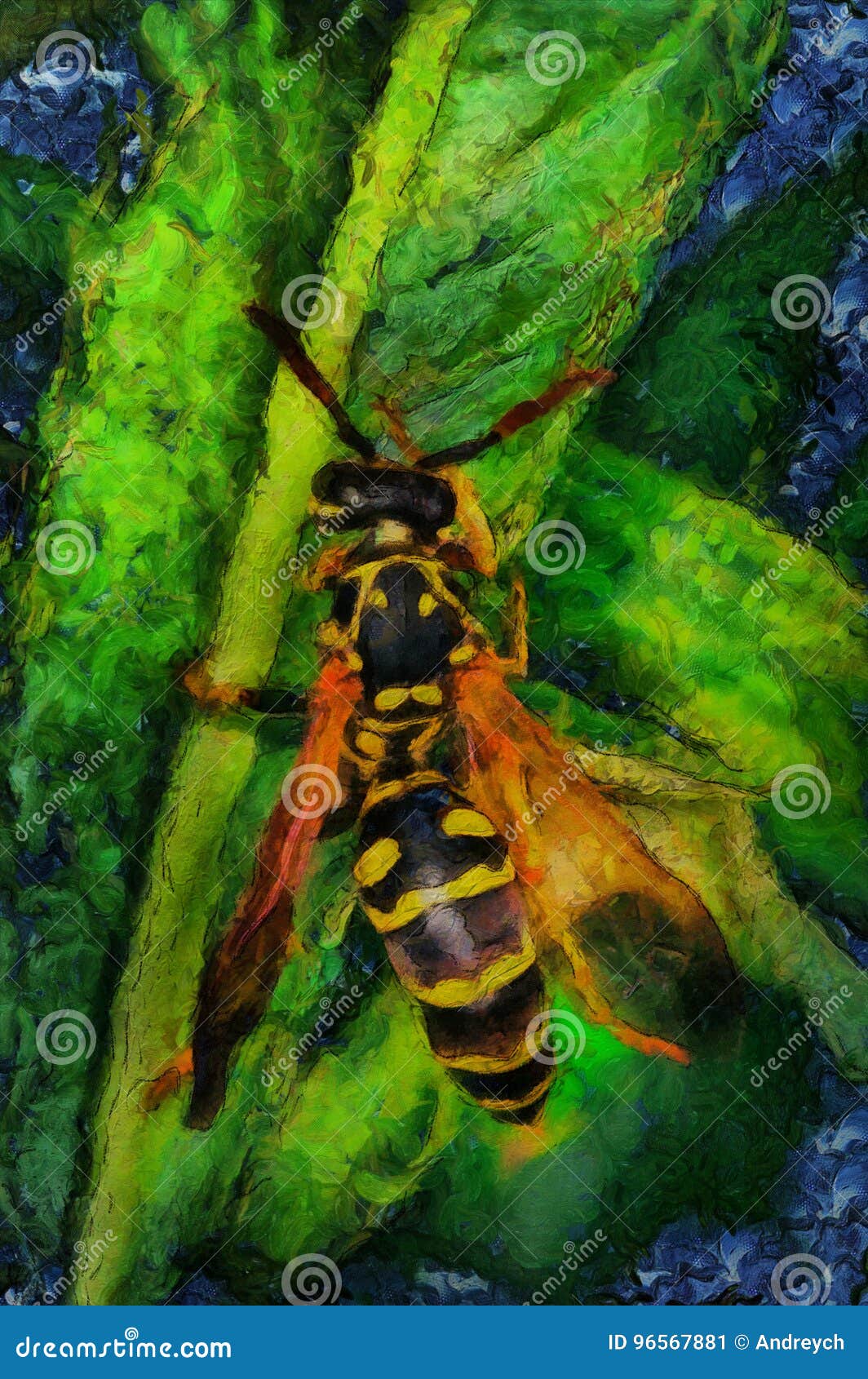 Malen Einer Biene Auf Einer Blume Stock Abbildung - Illustration von ...