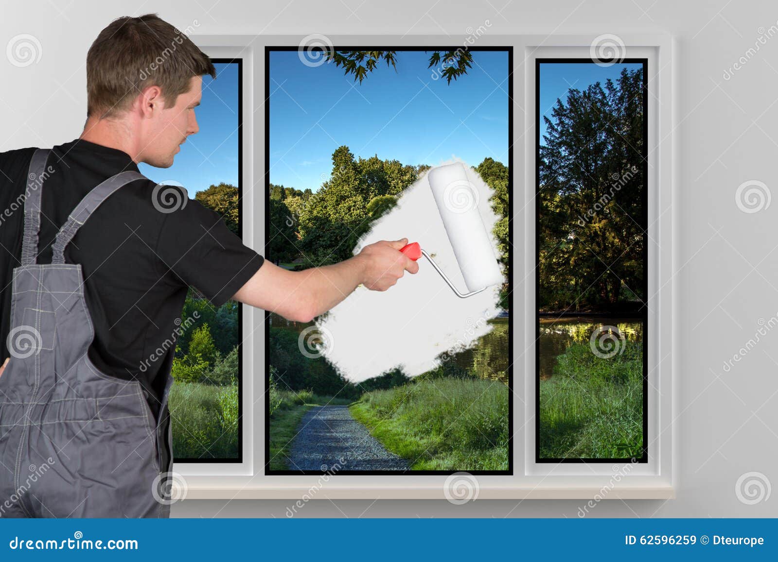 Maler beginnt seine Arbeit stockbild. Bild von wand, gestaltungsarbeit ...