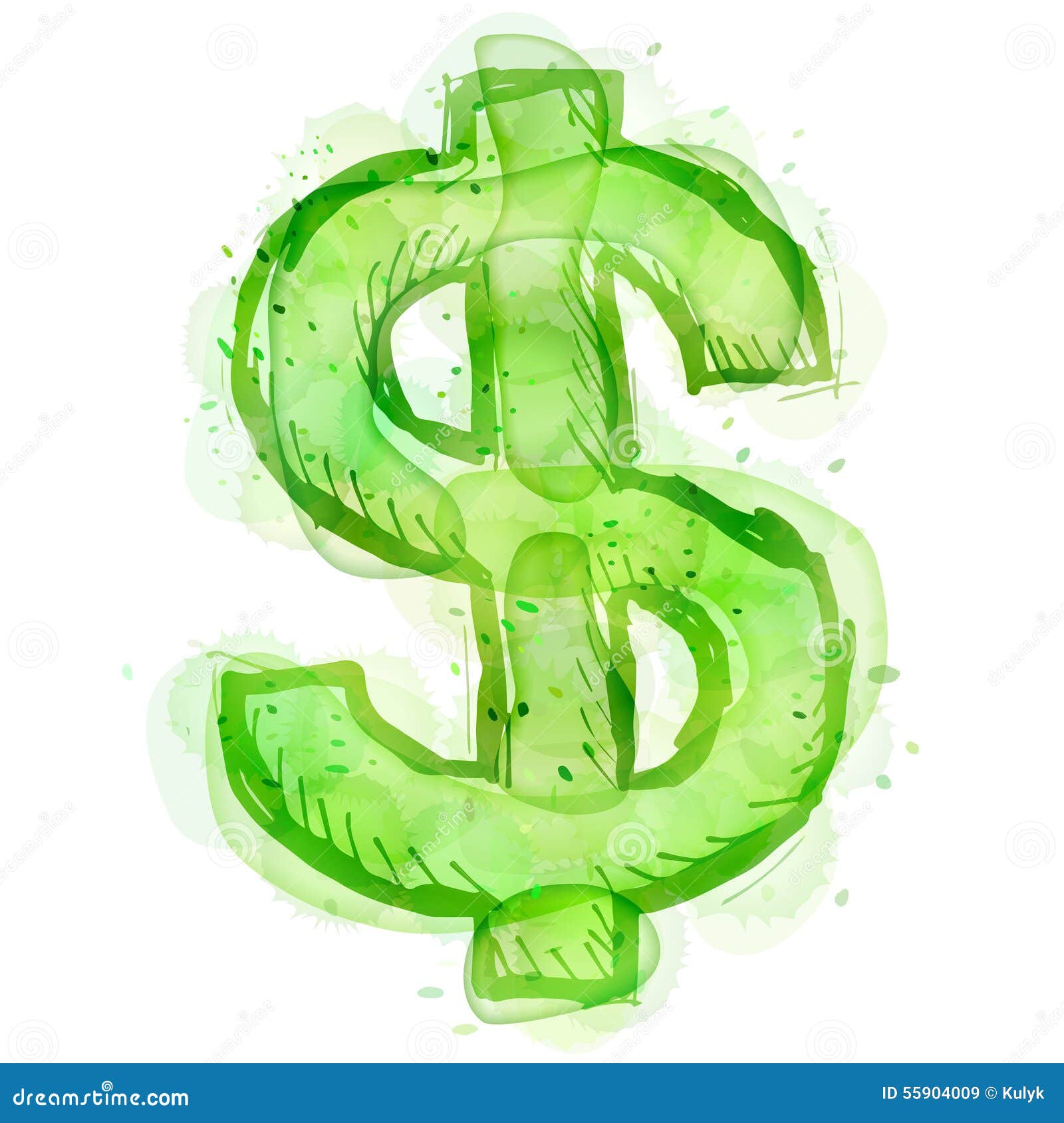 Malerei Des Dollarsymbols Mit Aquarelleffekt Vektor Abbildung ...