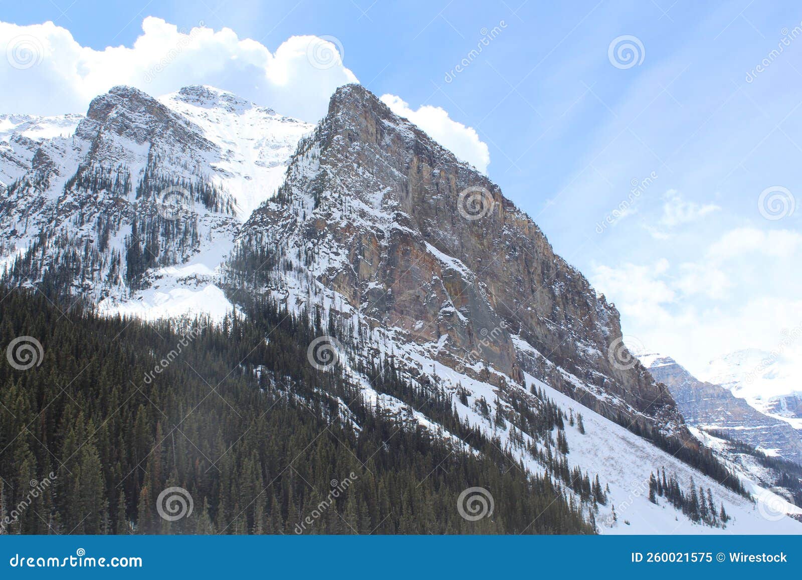 Malerischer Schuss Eines Waldes Auf Der Basis Eines Dolomiten-Berges Im ...