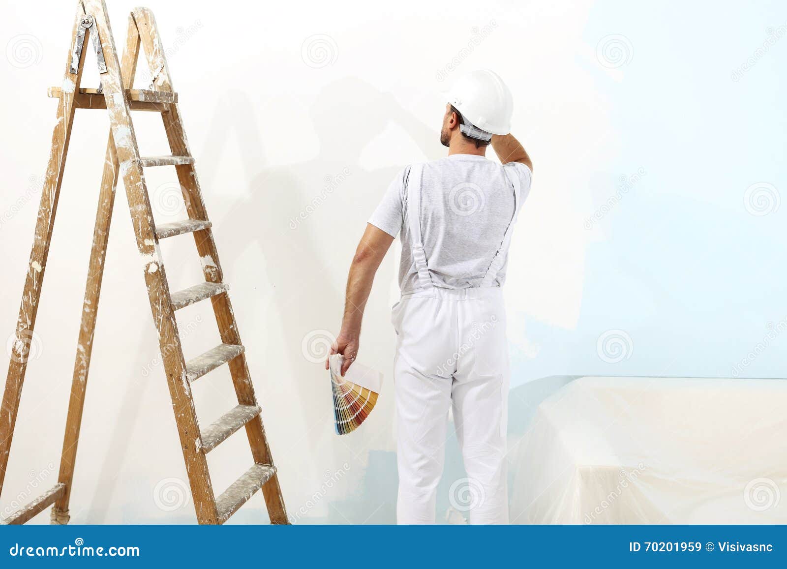 Malermann Bei Der Arbeit Mit Farbmusterproben, Wandbild Stockbild ...