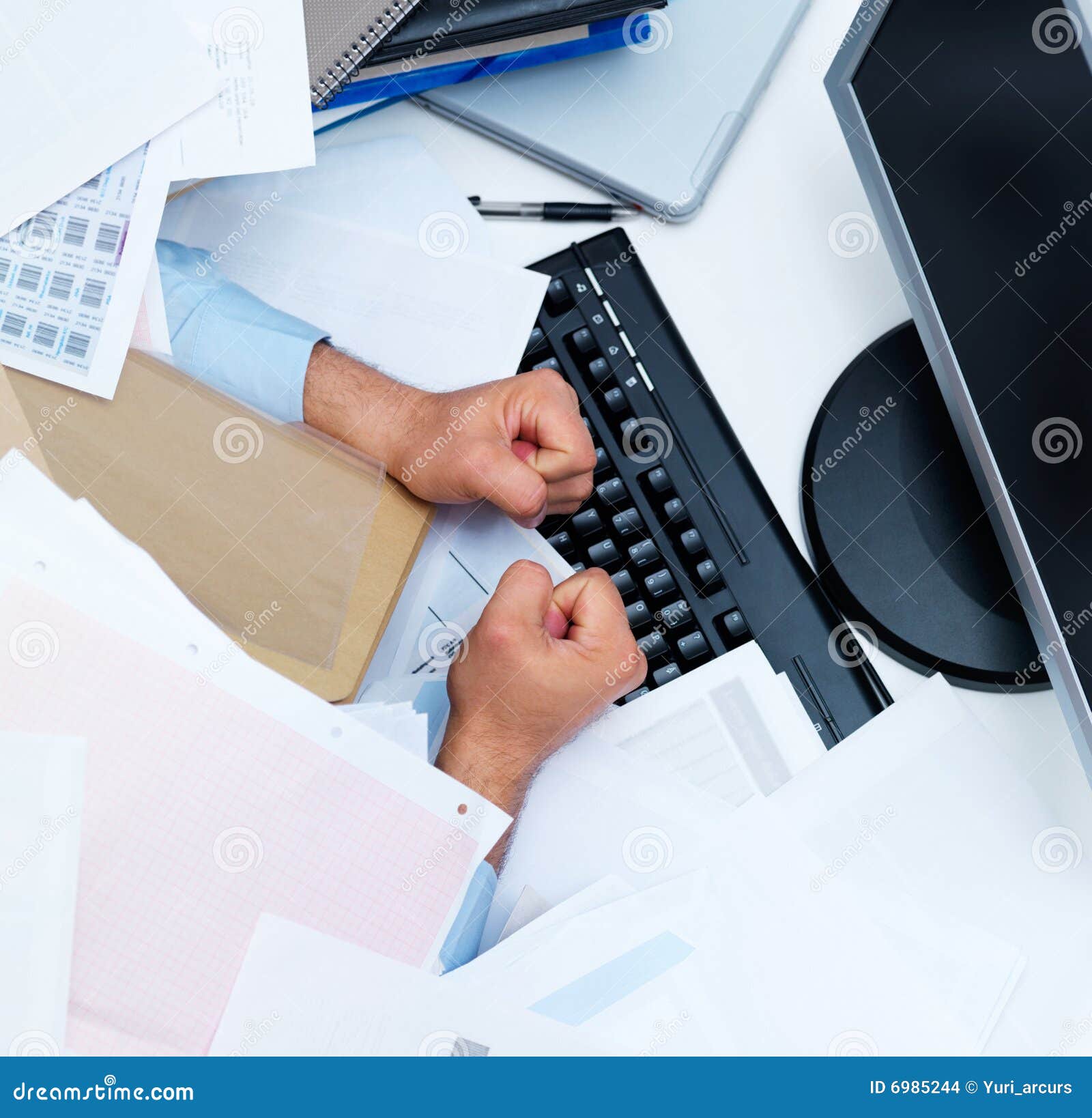 Males Hands Showing Frustration at Office Desk Stock Photo - Image of ...
