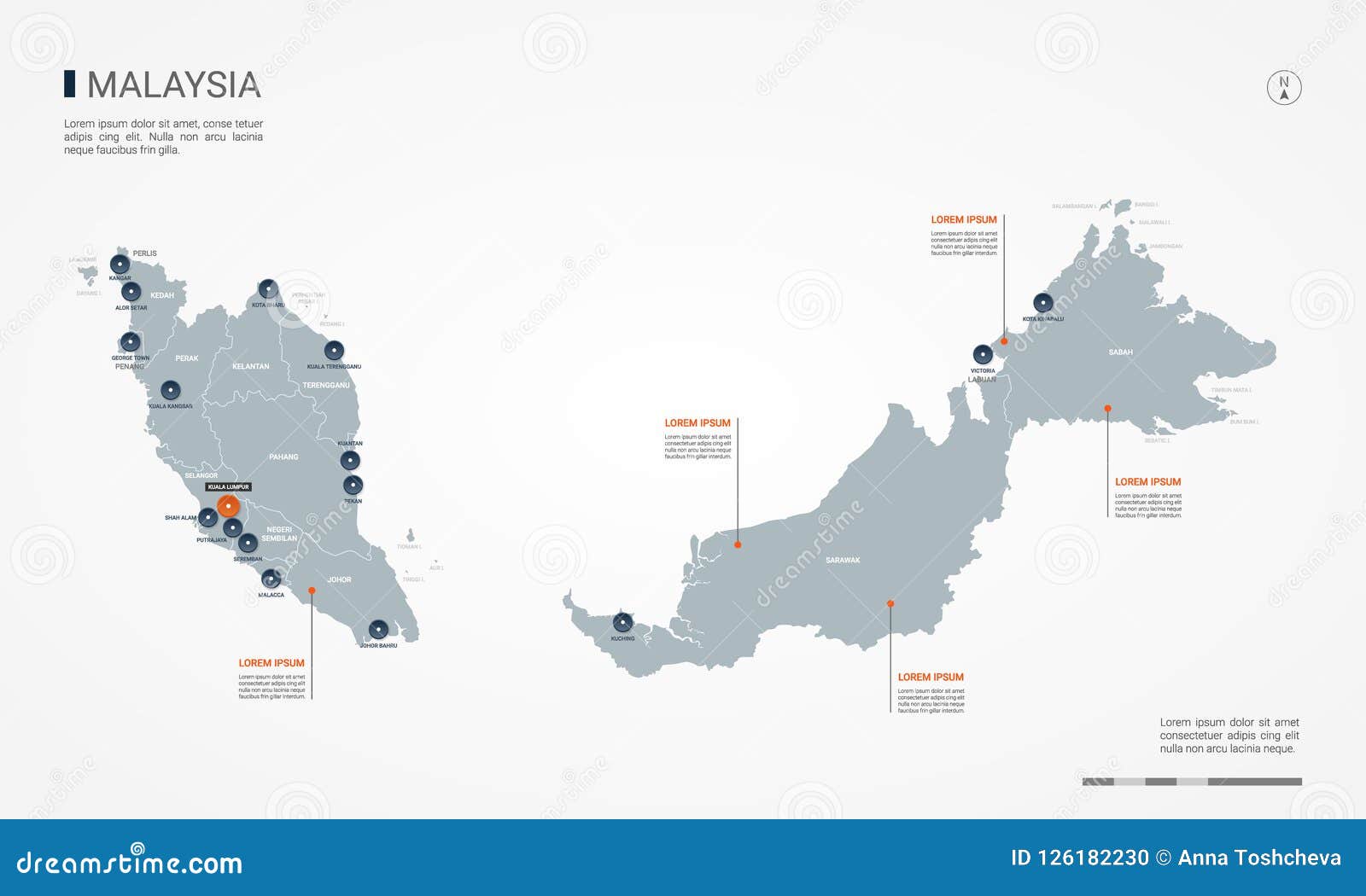 Malezja Mapy Wektoru Infographic Ilustracja Ilustracja Wektor ...