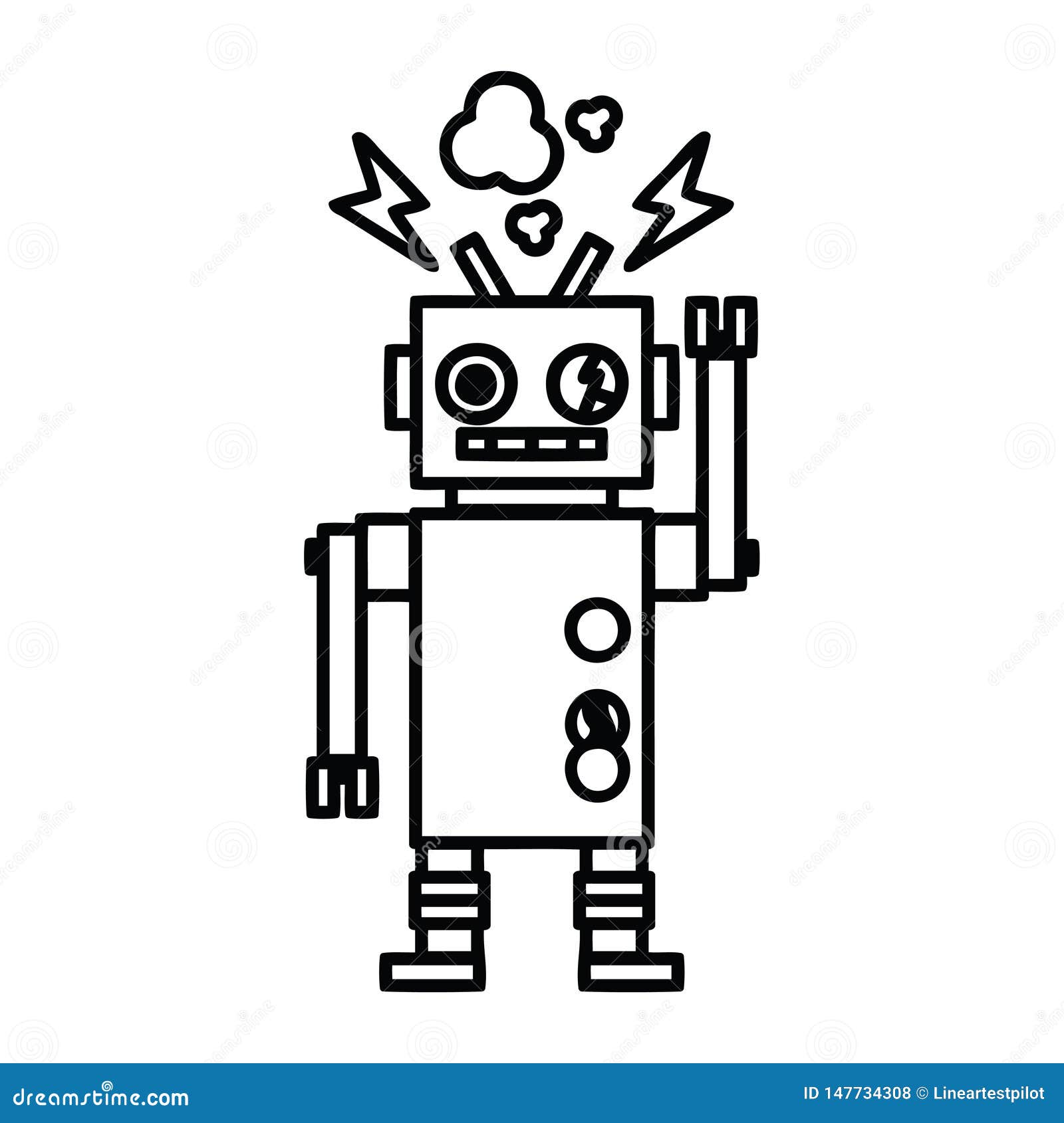 Malfunctioning Robot Distressed Icon Symbol Vector Illustration ...