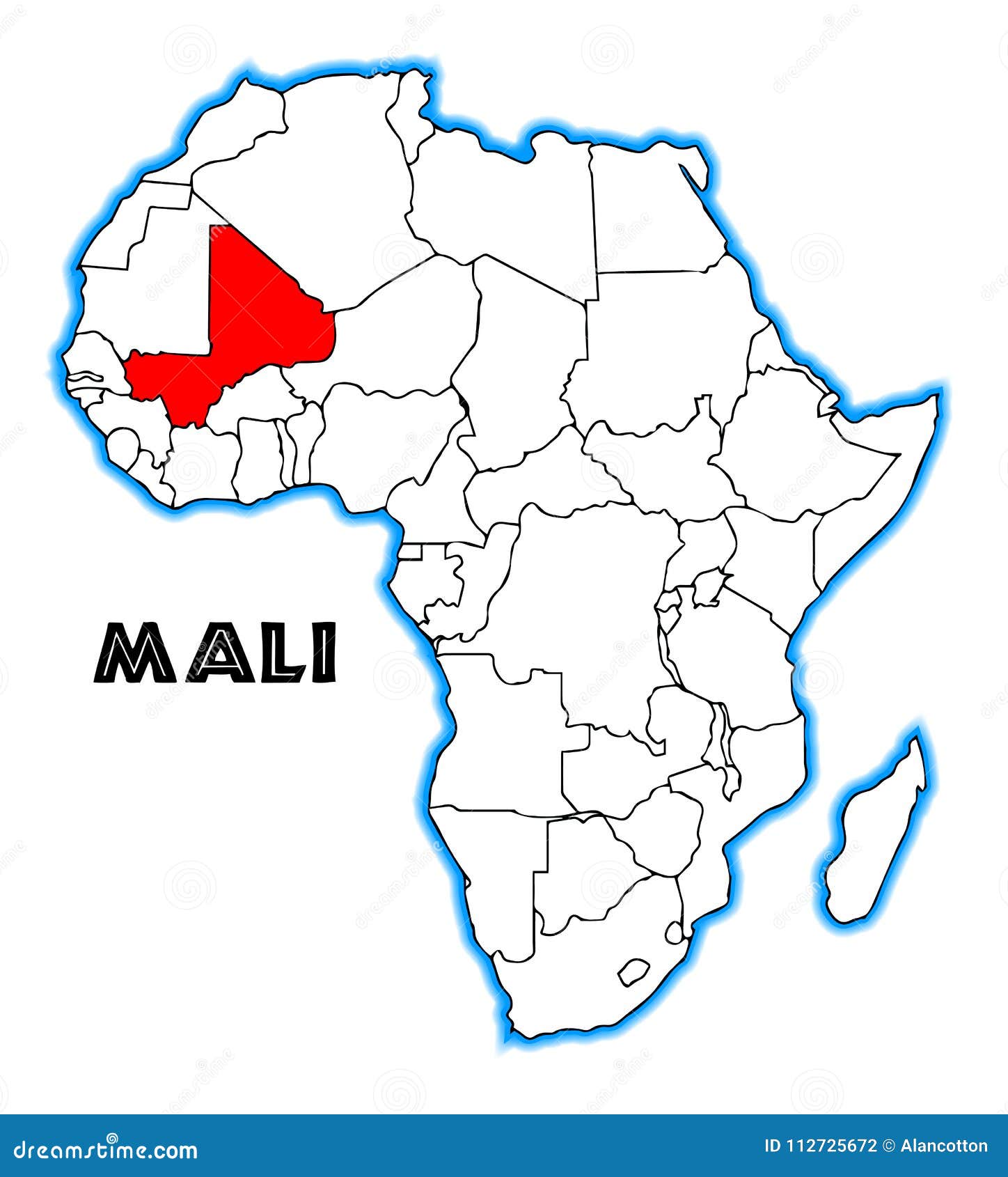 Mali Map In Africa, Icons Showing Mali Location And Flags Cartoon ...