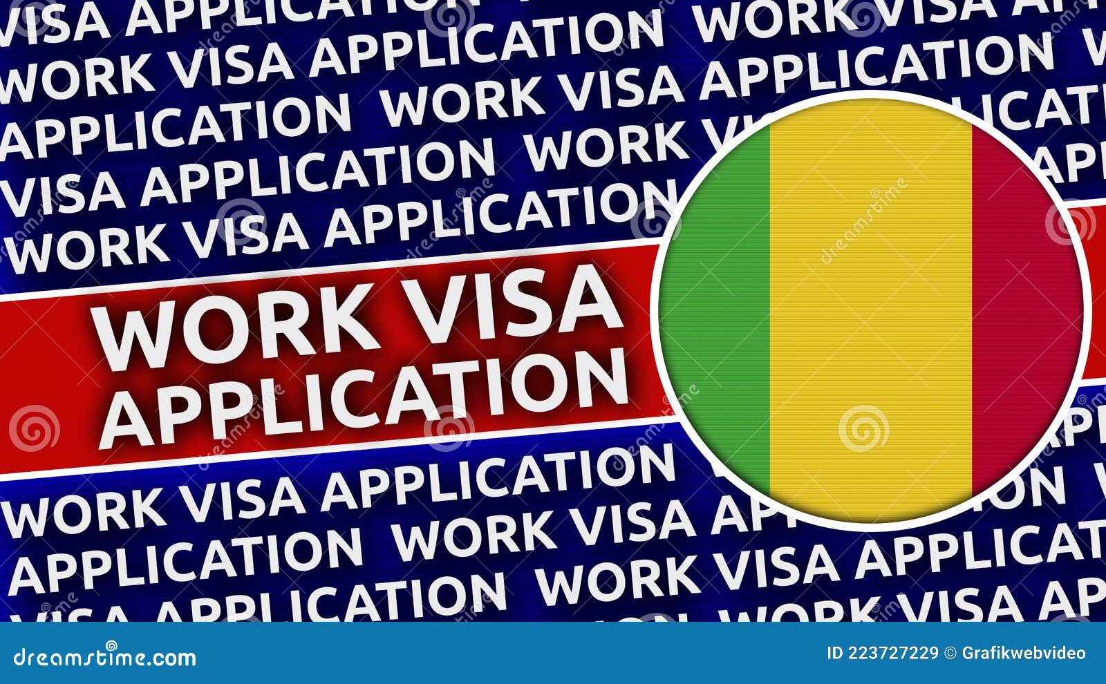 Mali Circular Flag with Work Visa Application Titles Stock Illustration ...