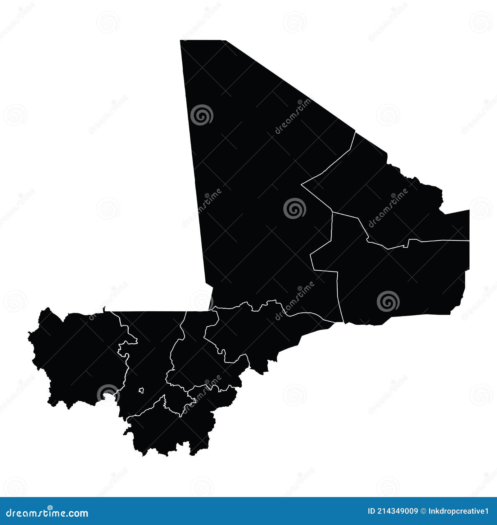 Mali Country Map Vector with Regional Areas Stock Vector - Illustration ...