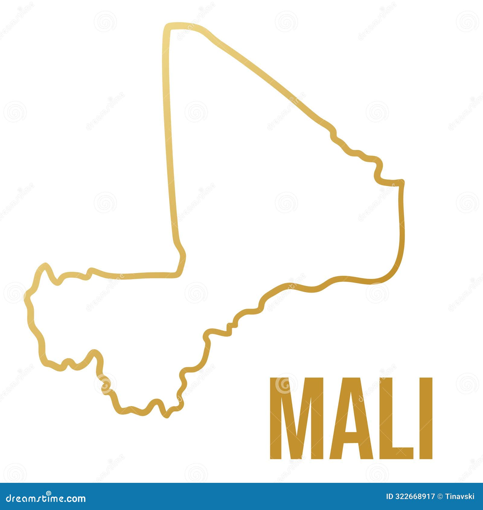 Mali Country Simplified Contour Map Stock Illustration - Illustration ...