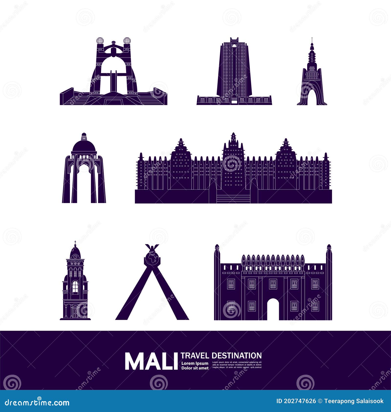 Mali Blue Travel Destination Vector Illustration Stock Vector ...