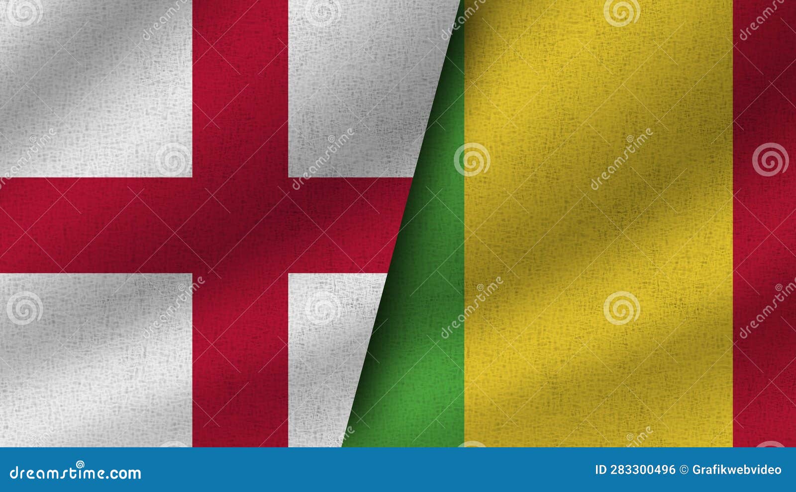 Mali and England Realistic Two Flags Together Stock Illustration ...