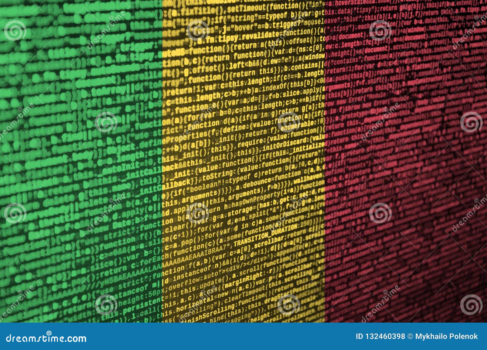 Mali Flag is Depicted on the Screen with the Program Code. the Concept ...