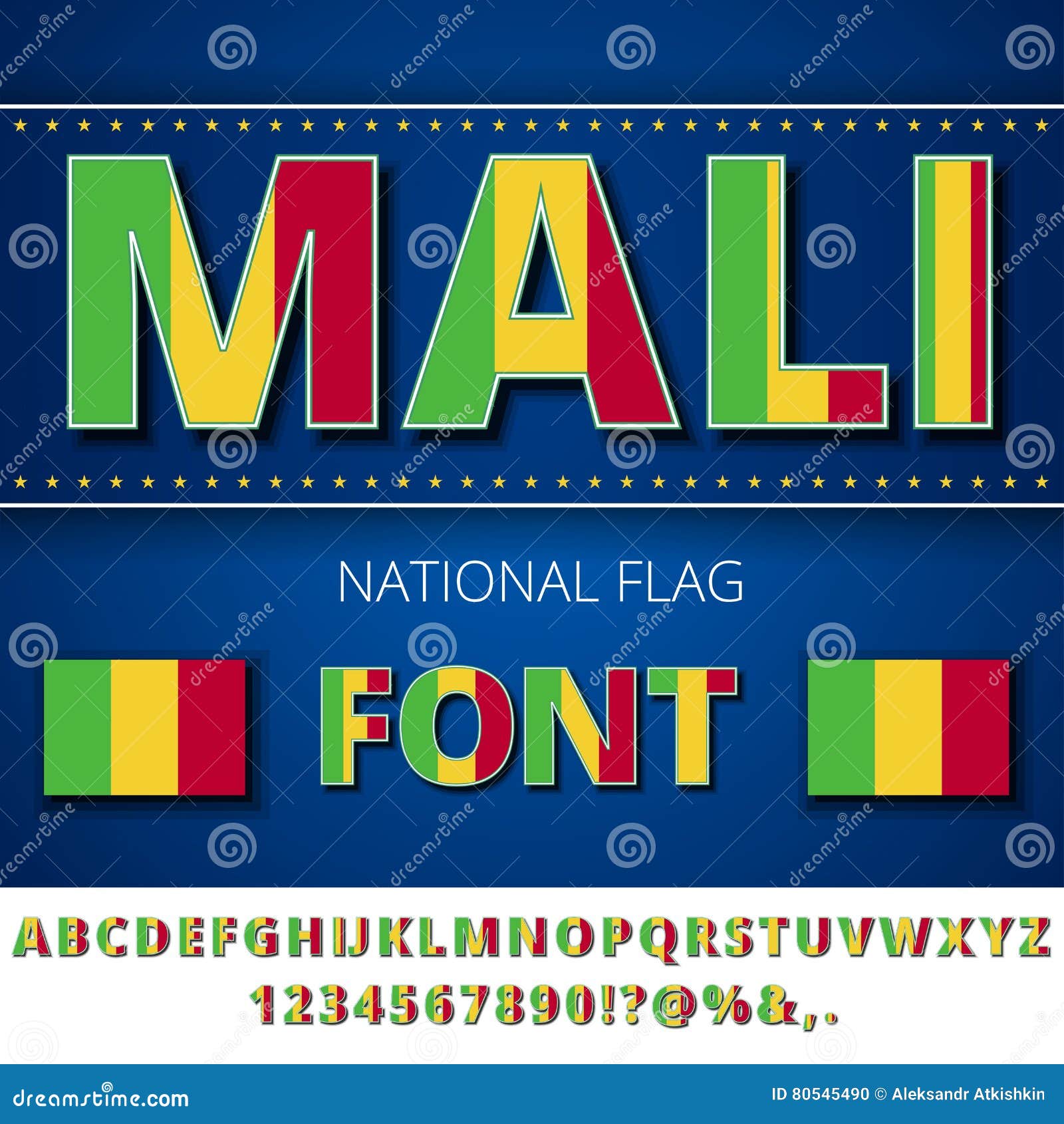 Mali Flag Font stock vector. Illustration of vector, independence ...