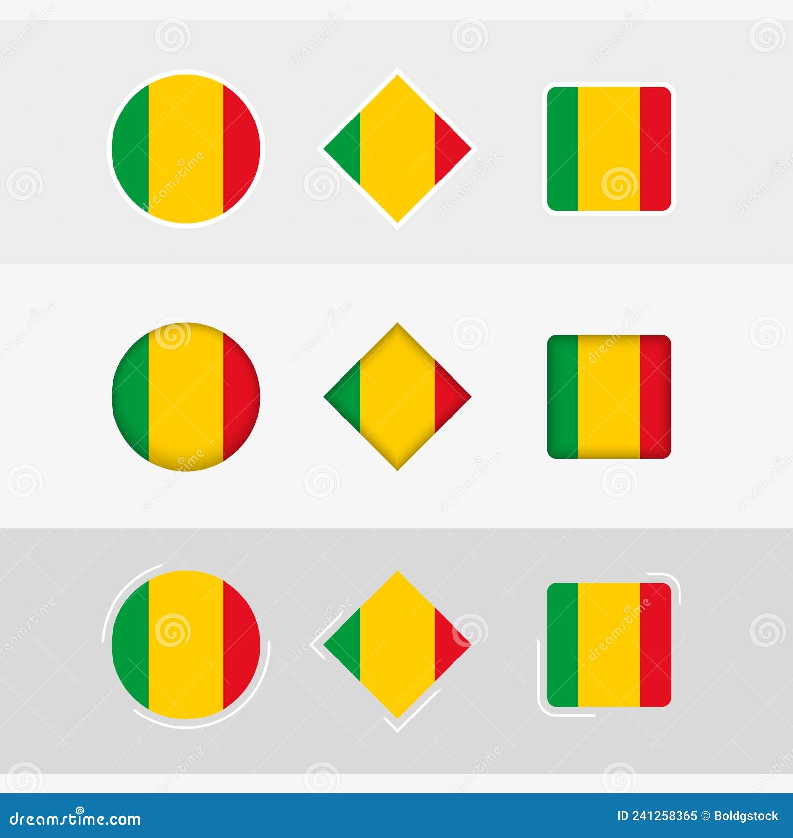 Mali Flag Icons Set, Vector Flag of Mali Stock Vector - Illustration of ...