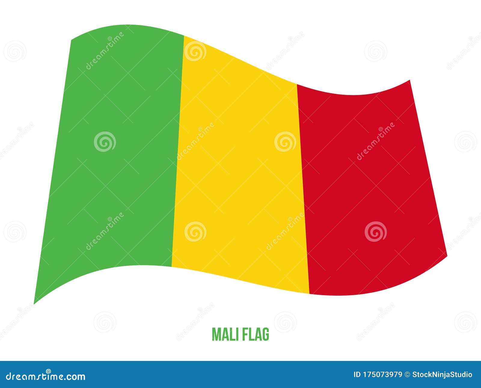 Mali Flag Waving Vector Illustration on White Background. Mali National ...