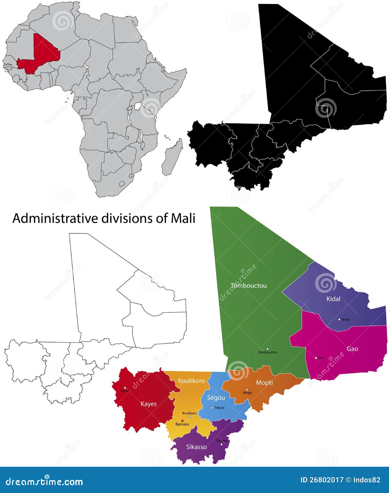 Mali map stock vector. Illustration of atlas, isolated - 26802017