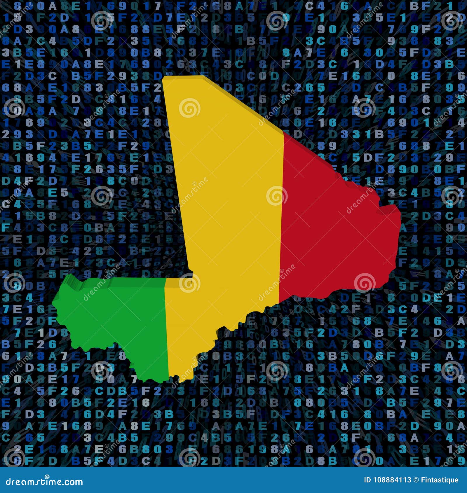 Mali Map Flag on Hex Code Illustration Stock Illustration ...