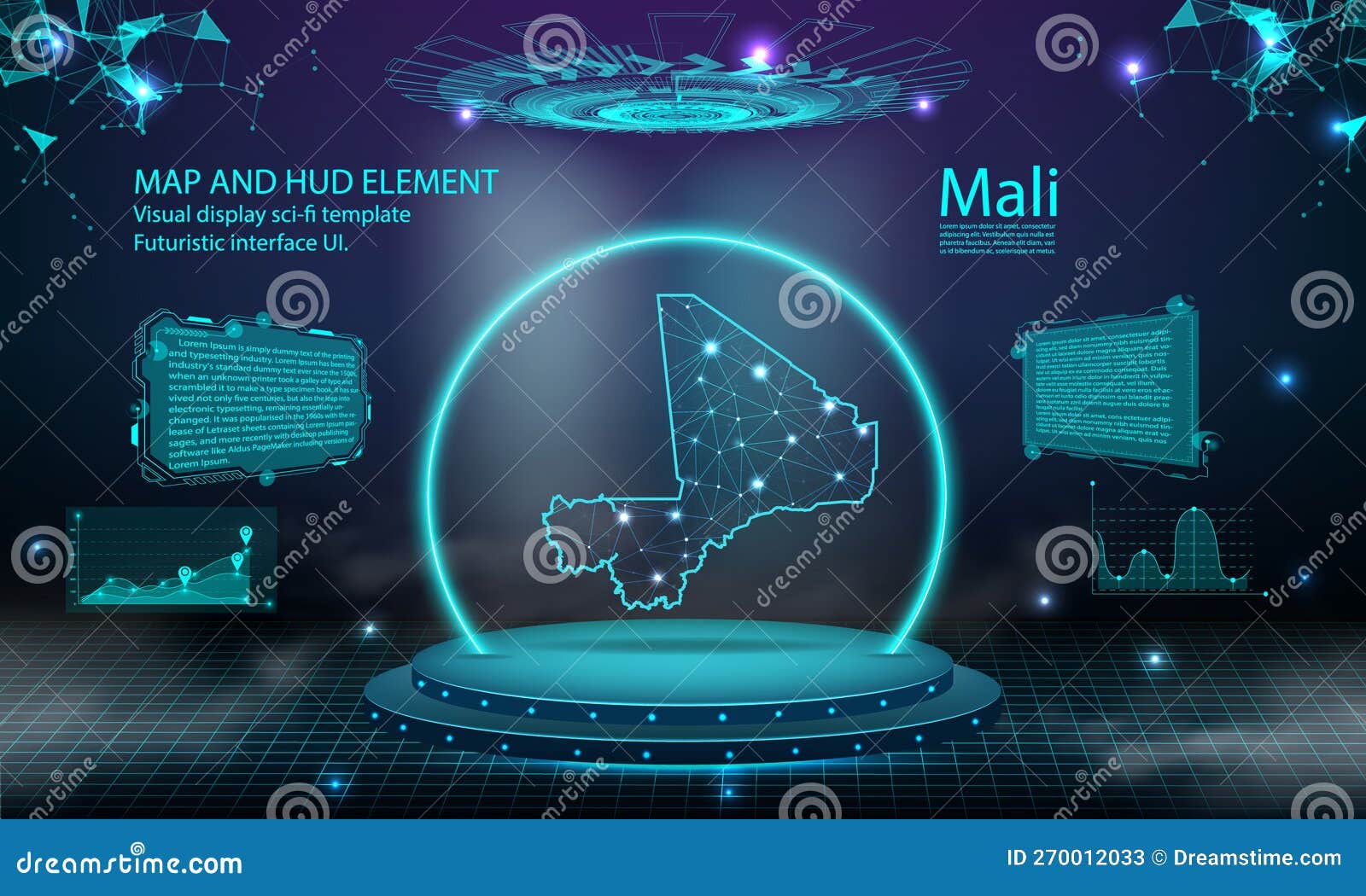 Mali Map Light Connecting Effect Background. Abstract Digital ...