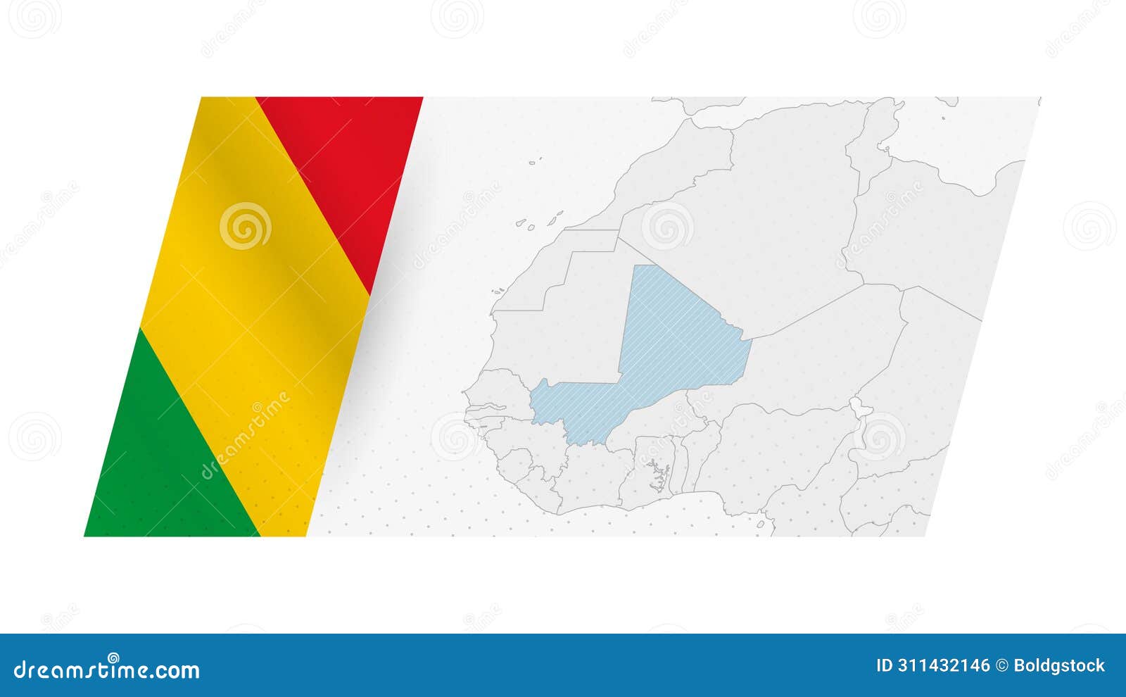 Mali Map in Modern Style with Flag of Mali on Left Side Stock Vector ...