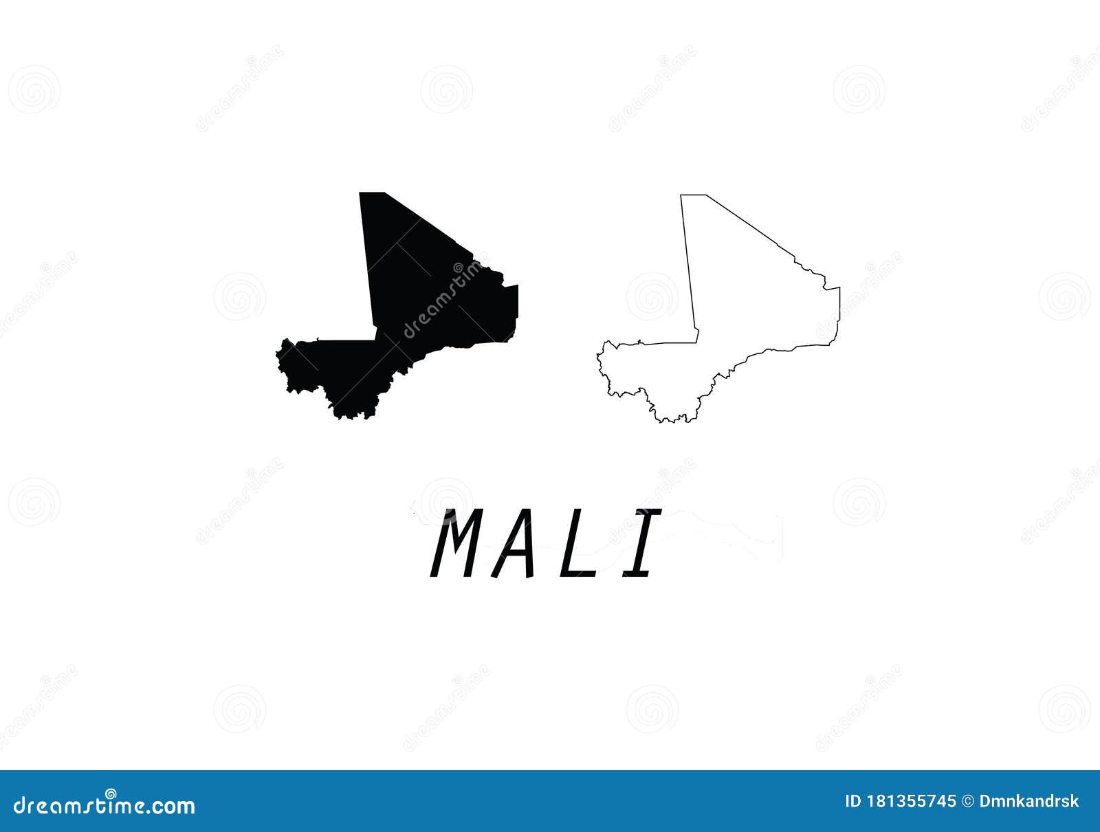 Mali Outline Map Country Shape Stock Vector - Illustration of ...