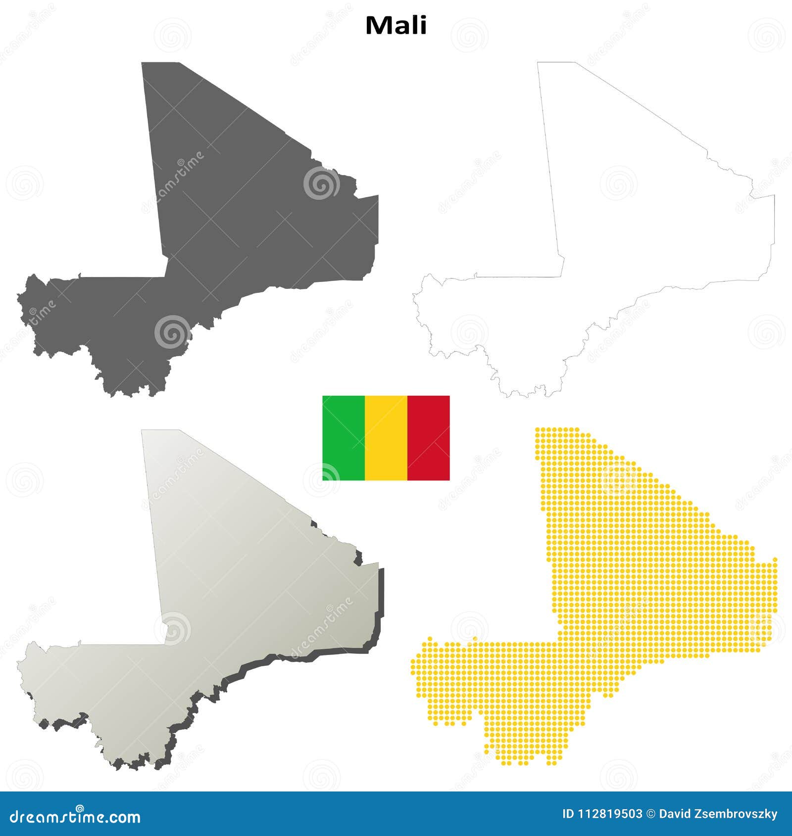 Mali outline map set stock vector. Illustration of cartography - 112819503