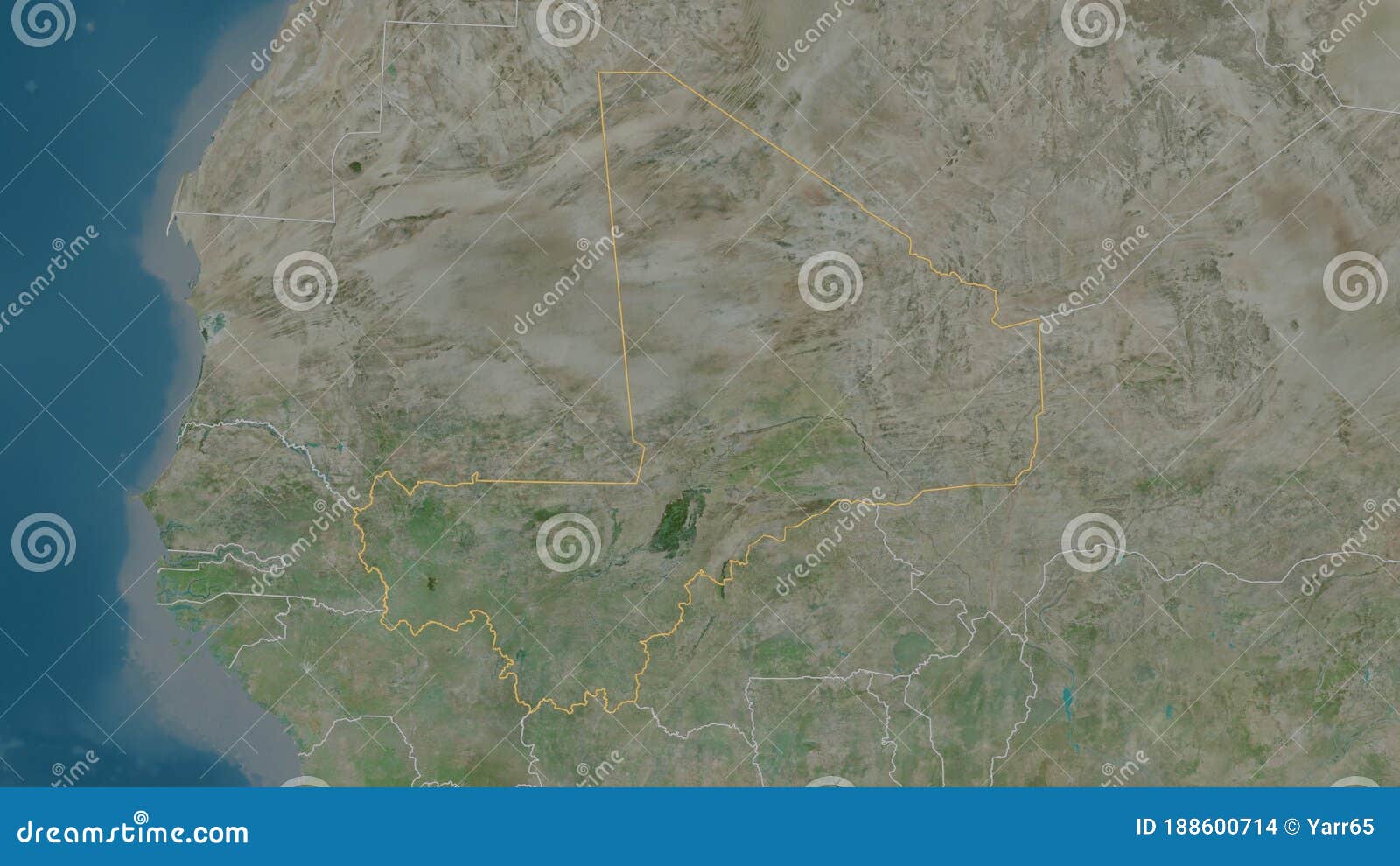 Mali - overview. Satellite stock illustration. Illustration of ...