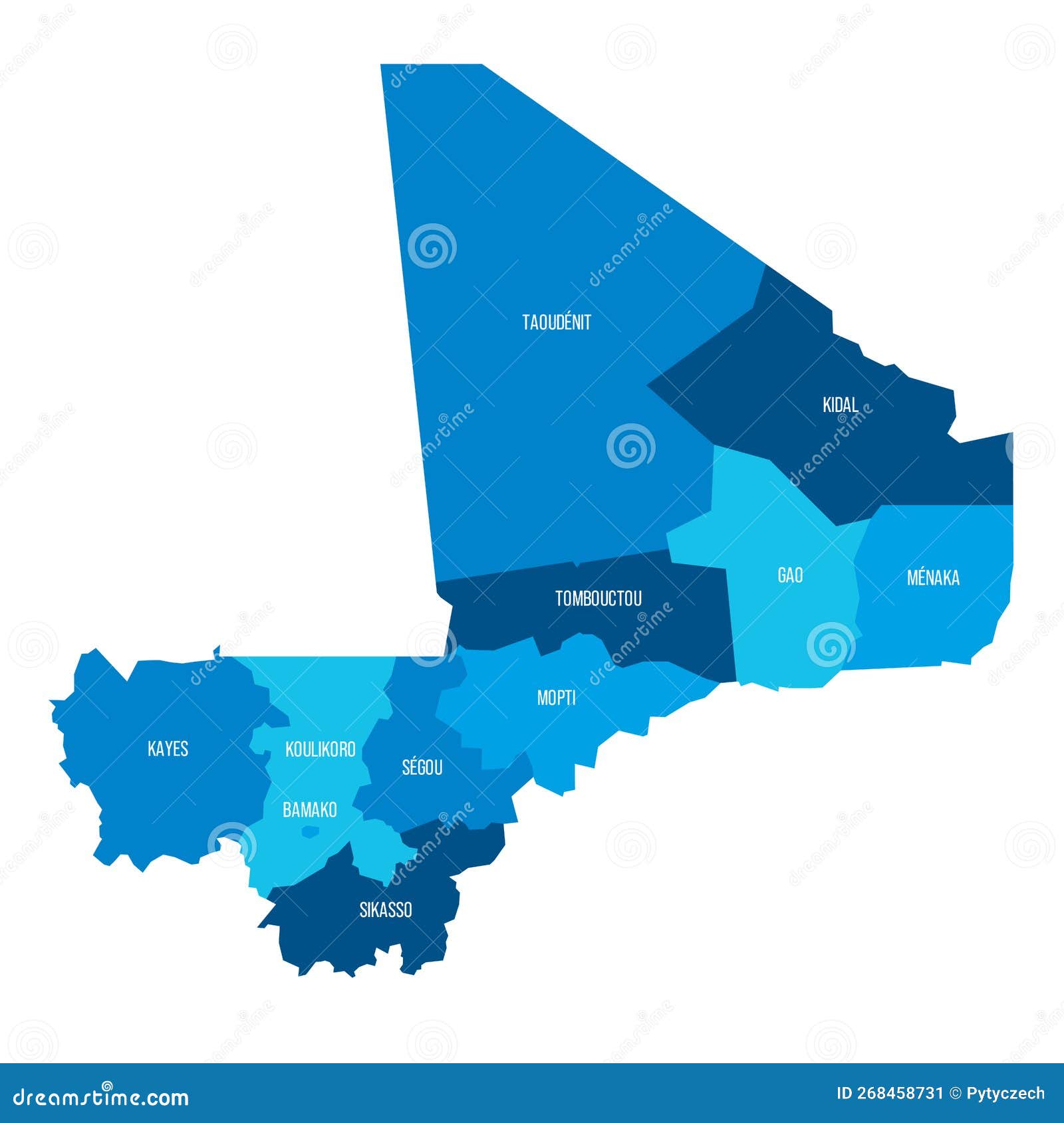 Mali Political Map of Administrative Divisions Stock Illustration ... Mali Political Map of Administrative Divisions Stock Illustration ...