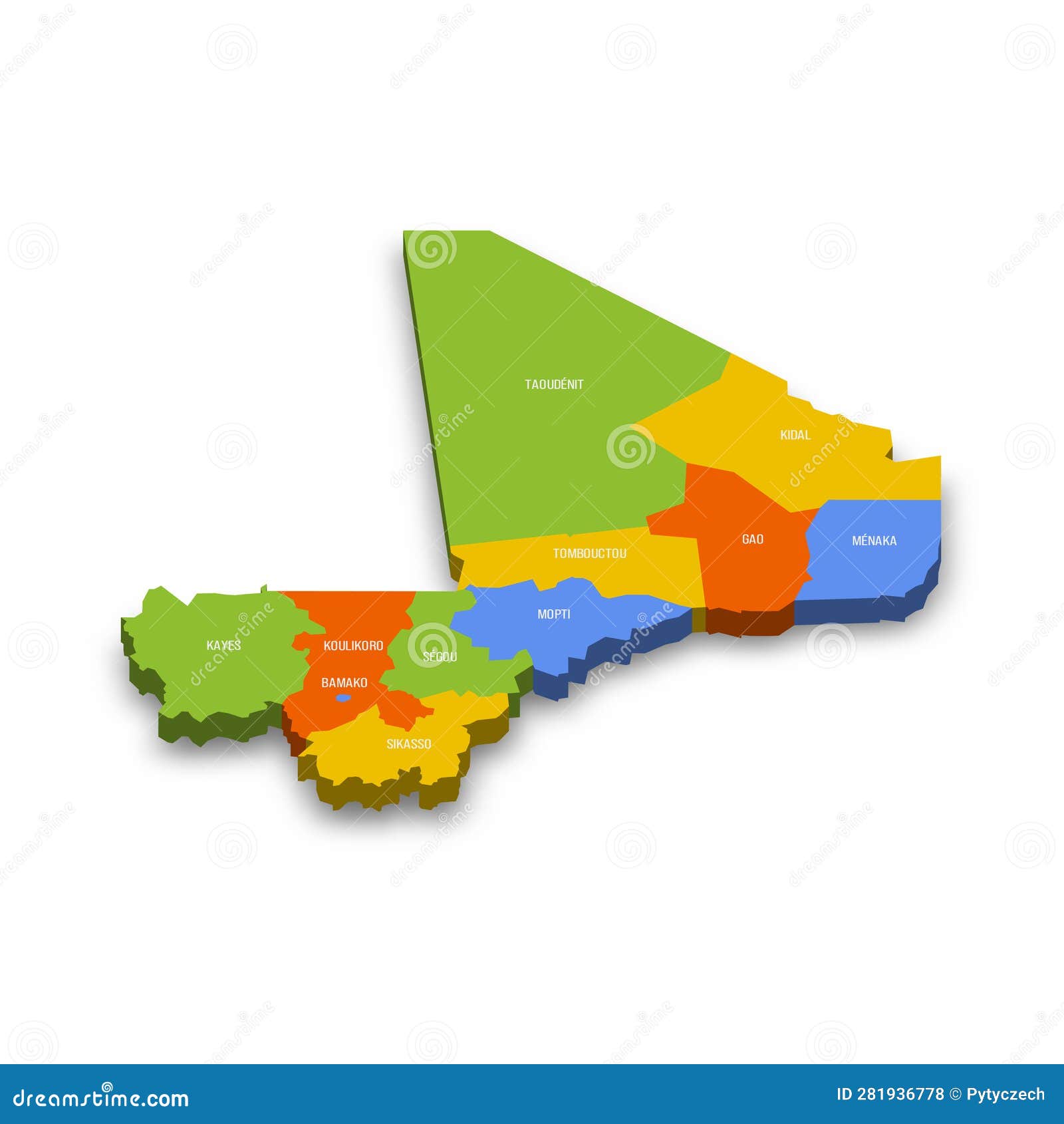 Mali Political Map Of Administrative Divisions Vector Illustration ... Mali Political Map Of Administrative Divisions Vector Illustration ...