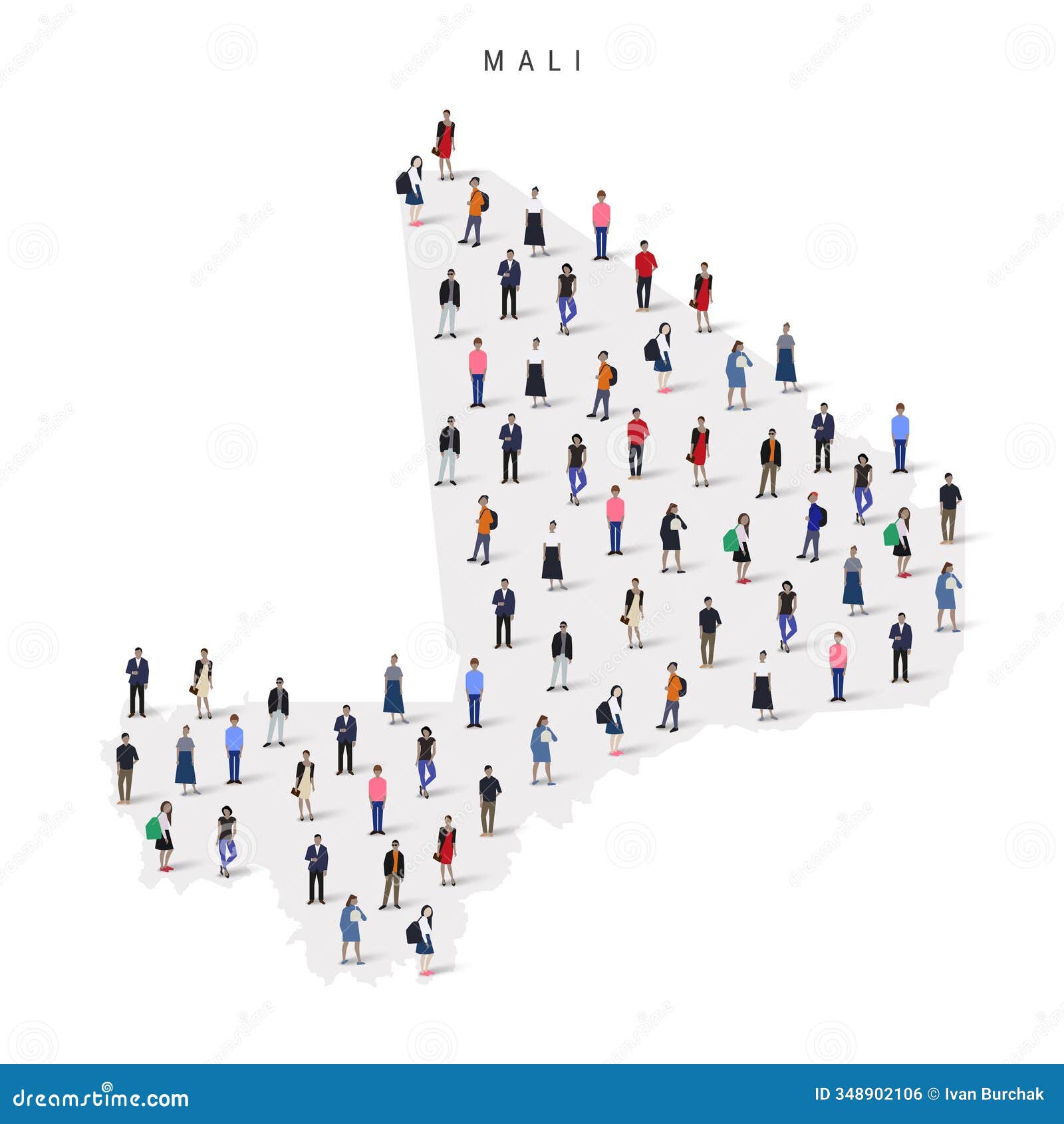 Mali Population Map. Large Group Of People In A Shape Of Malian Map ...