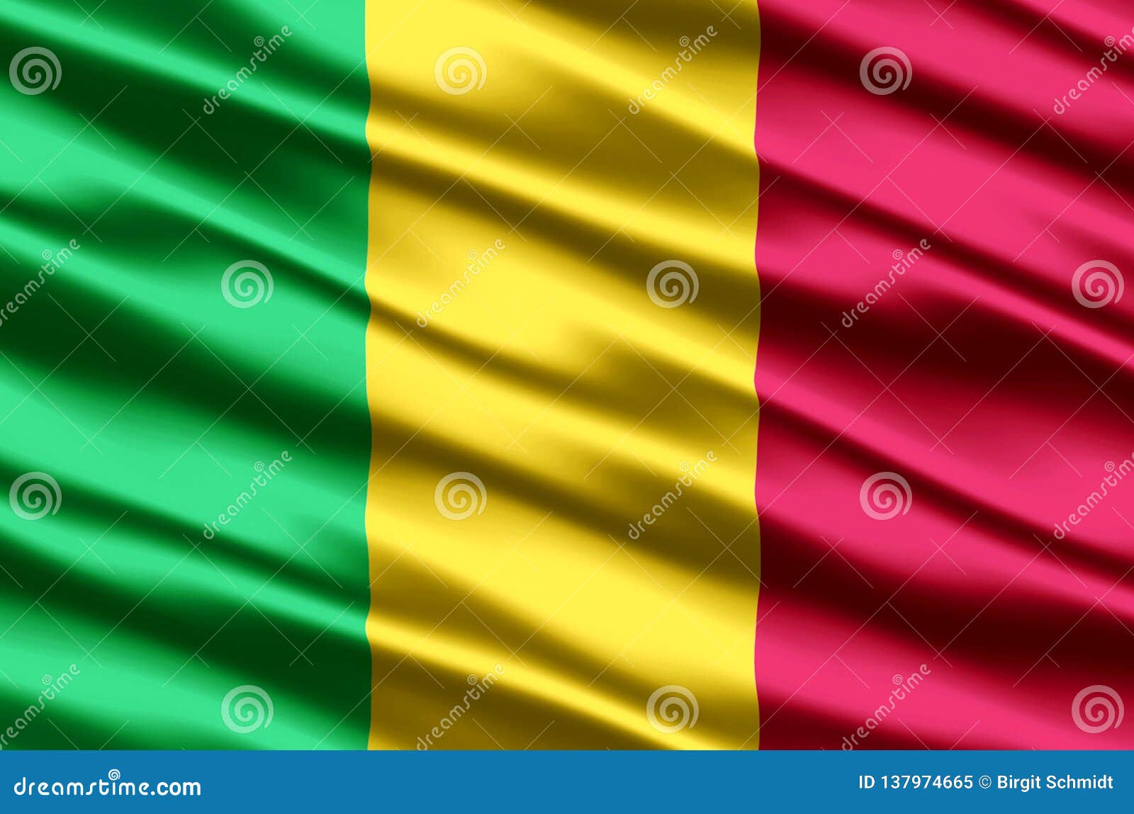 Mali Realistic Flag Illustration. Stock Illustration - Illustration of ...