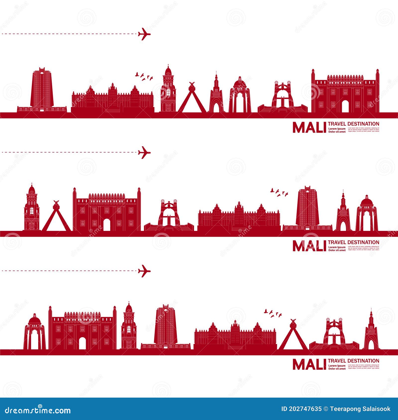 Mali Famous Landmarks Infographic Templates For Traveling Minimal Style ...