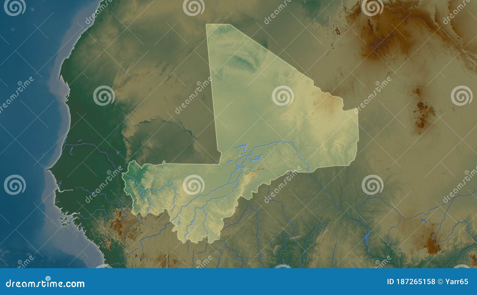 Mali - relief. Composition stock illustration. Illustration of isolated ...