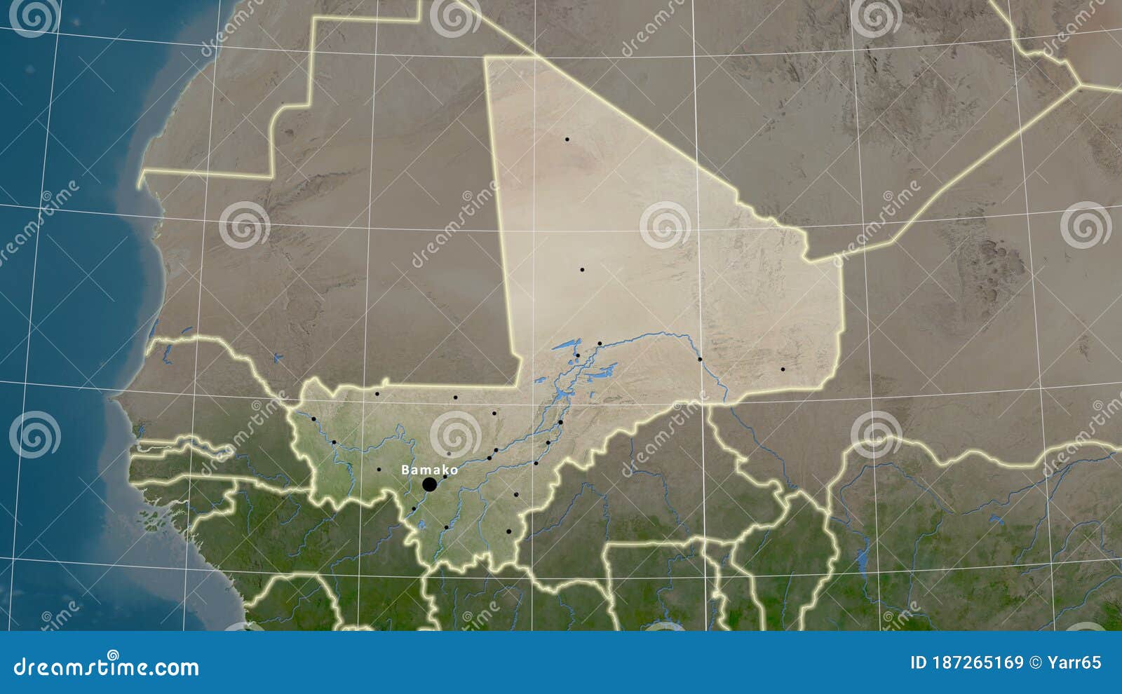 Mali - Satellite. Composition, Borders Stock Illustration ...