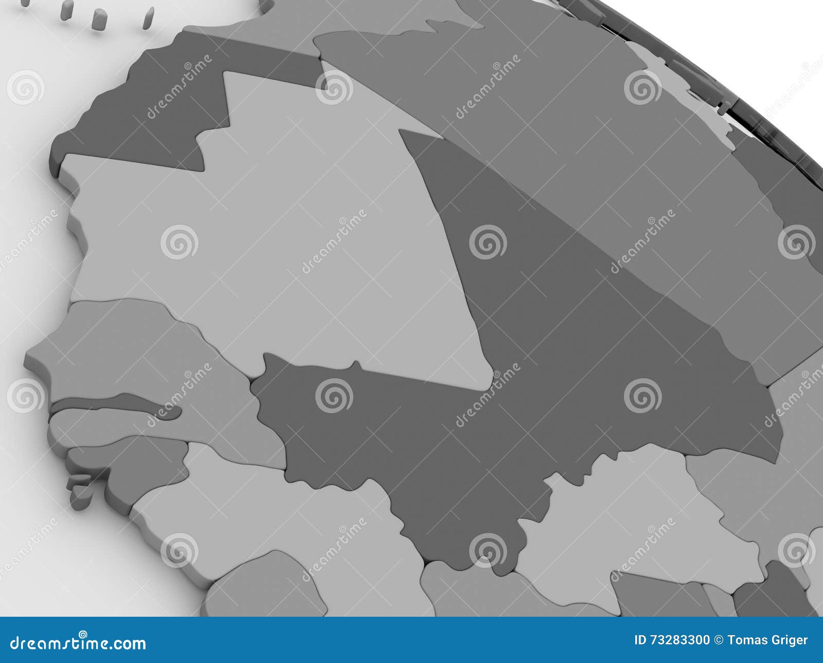 Mali and Senegal on Grey 3D Map Stock Illustration - Illustration of ...