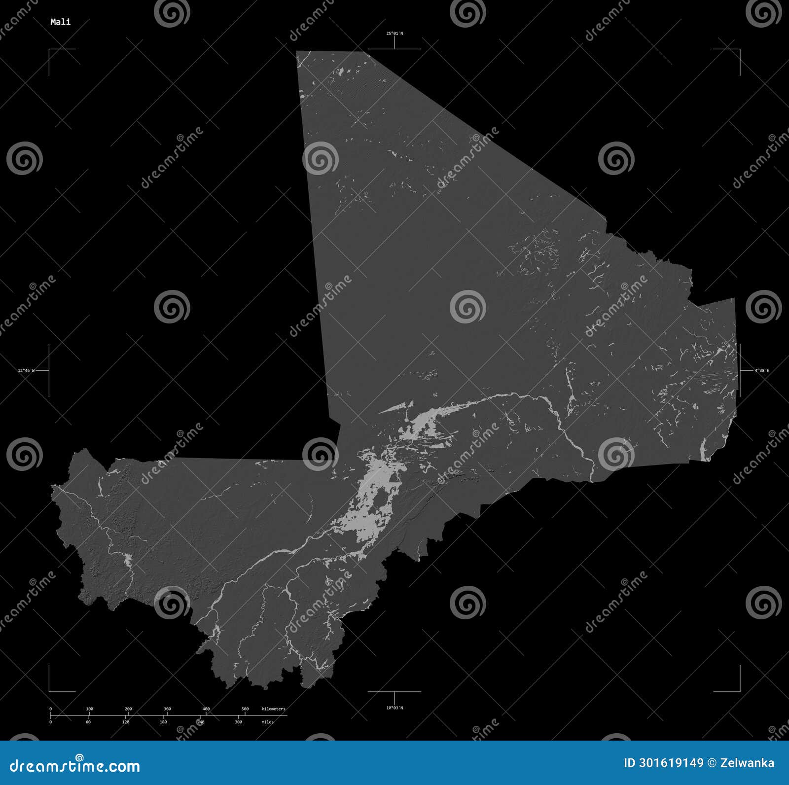 Mali Shape on Black. Bilevel Stock Illustration - Illustration of ...