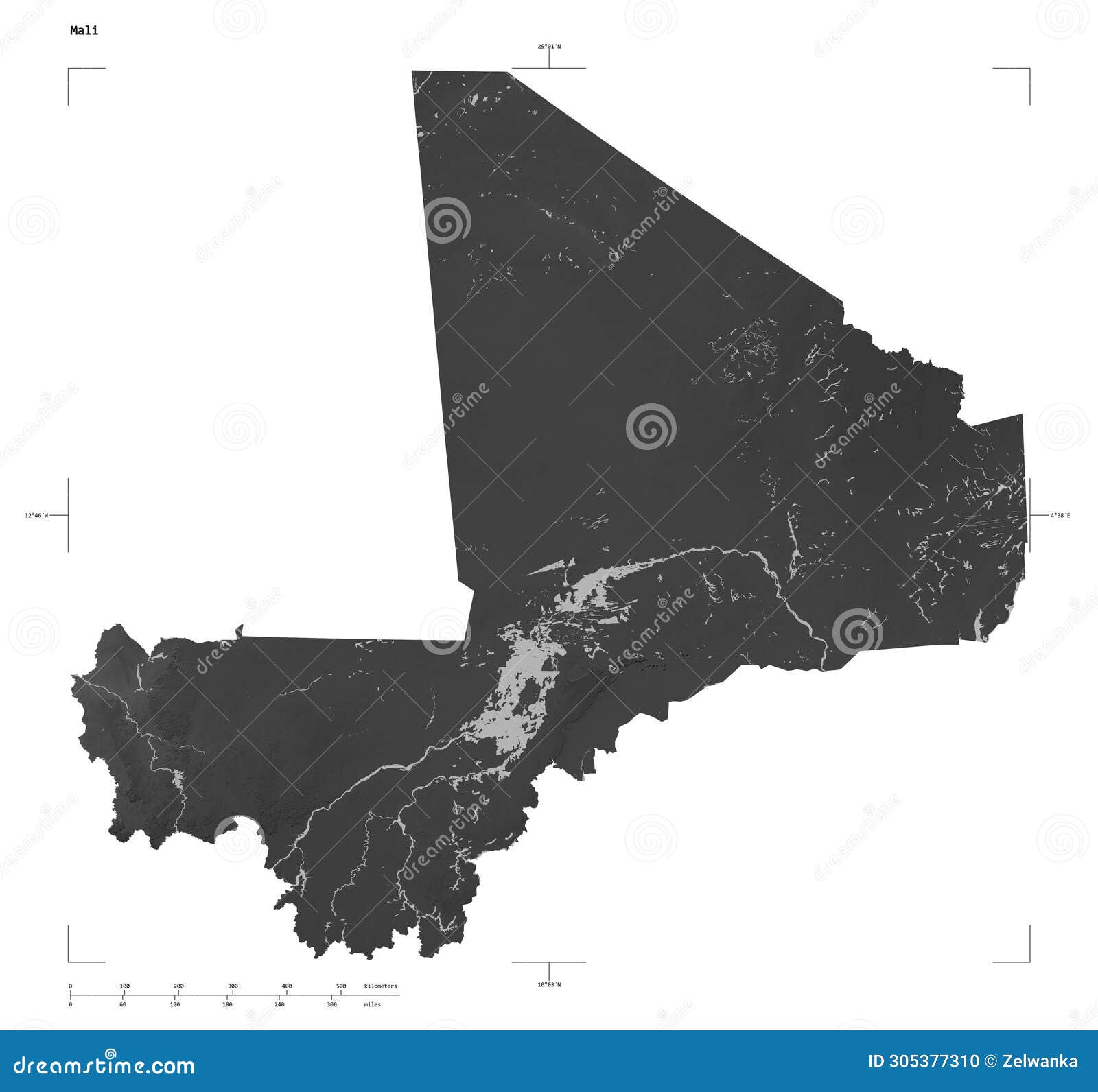 Mali Shape on White. Grayscale Stock Illustration - Illustration of ...