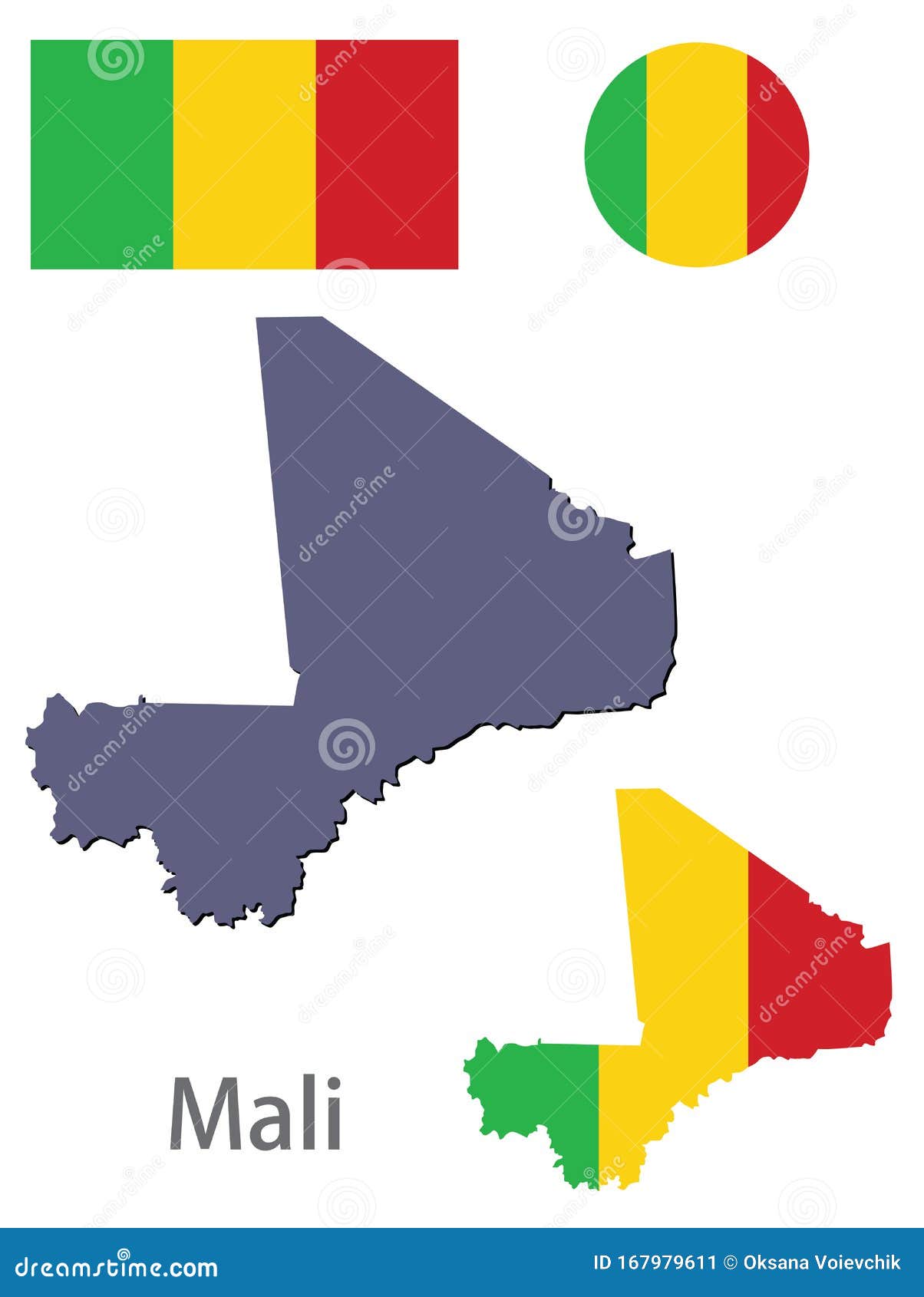 Country Mali Silhouette and Flag Vector Stock Vector - Illustration of ...