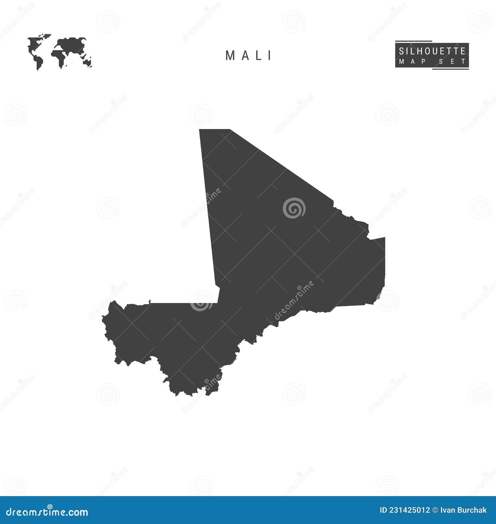 Mali Vector Map Isolated On White Background. High-Detailed Black ...