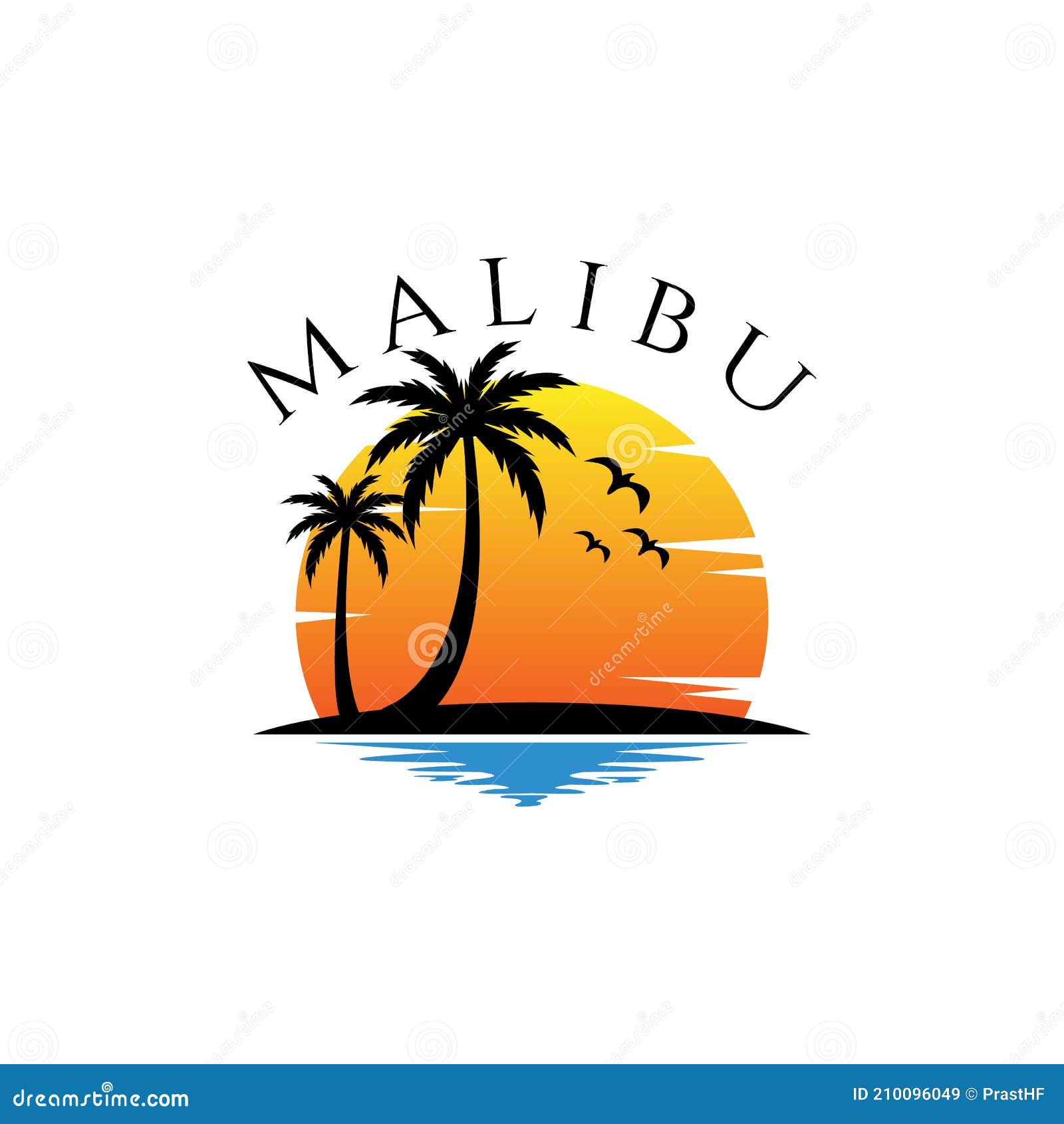 Malibu Beach Theme Vector Logo Illustrations Design Stock Vector ...