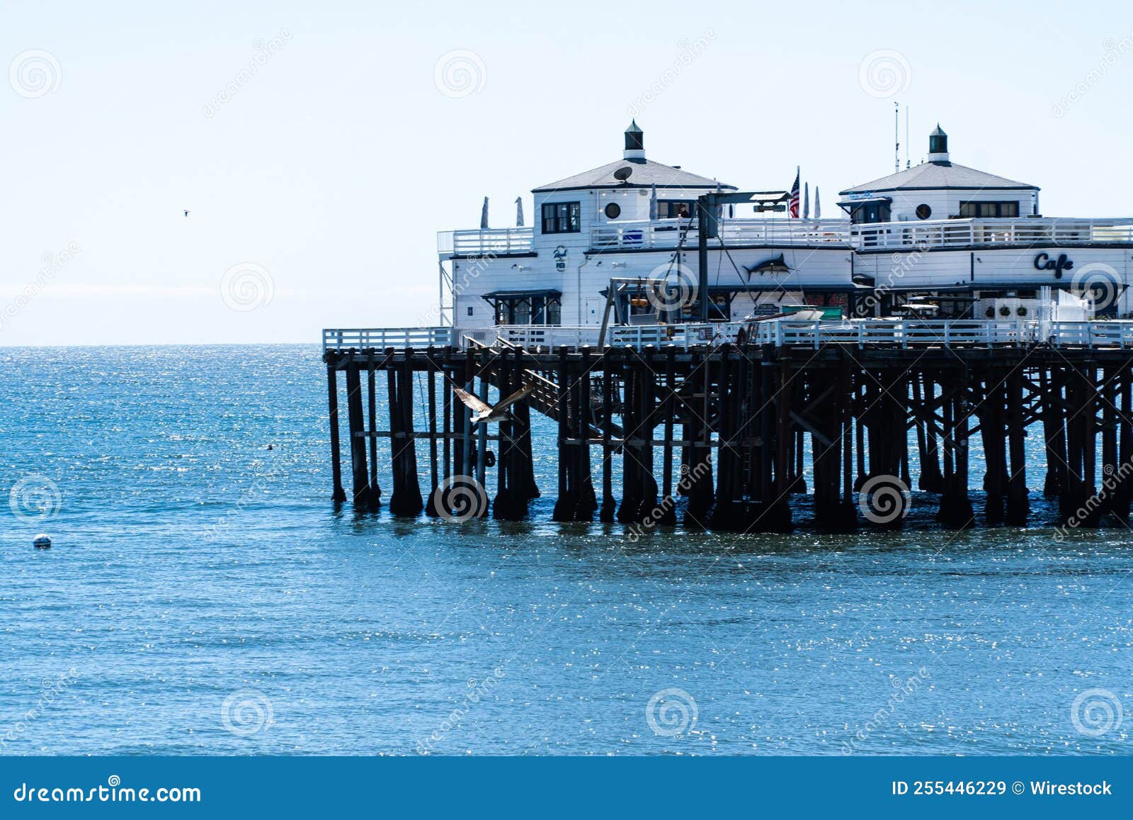 Malibu pier in California stock image. Image of building - 255446229