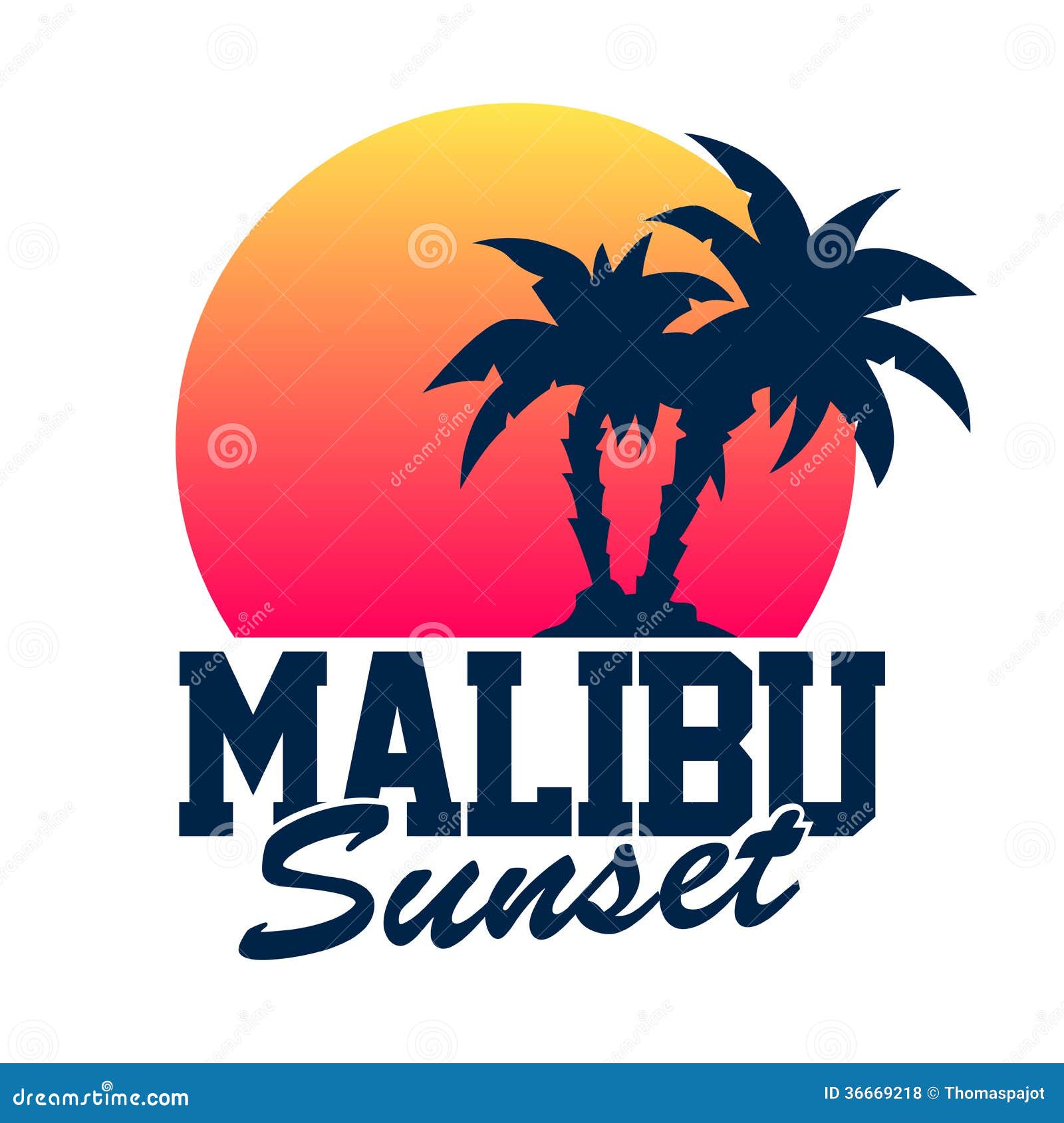 Malibu Sunset stock vector. Illustration of california - 36669218