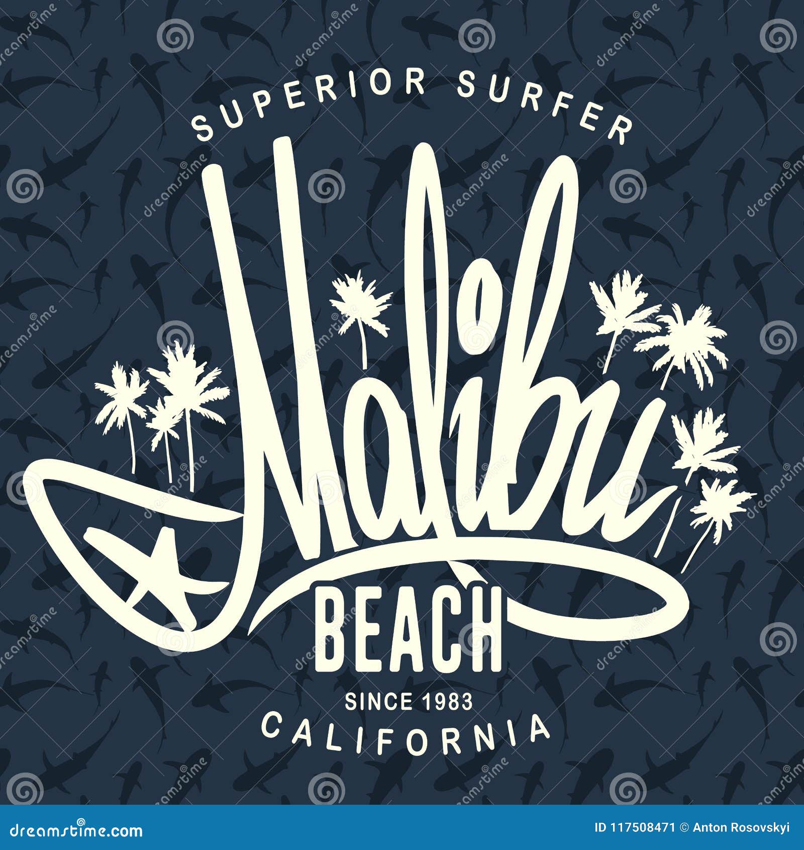 Malibu Surf Typography, Vector T-shirt Print Design | CartoonDealer.com ...