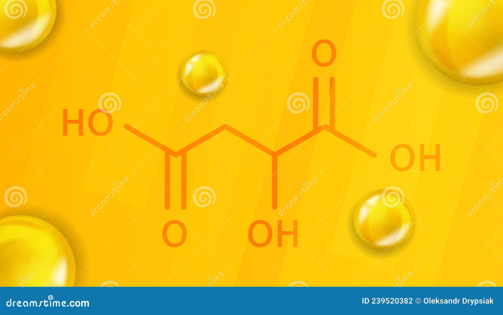 Malic Acid Chemical Formula. Malic Acid 3D Realistic Chemical Molecular ...
