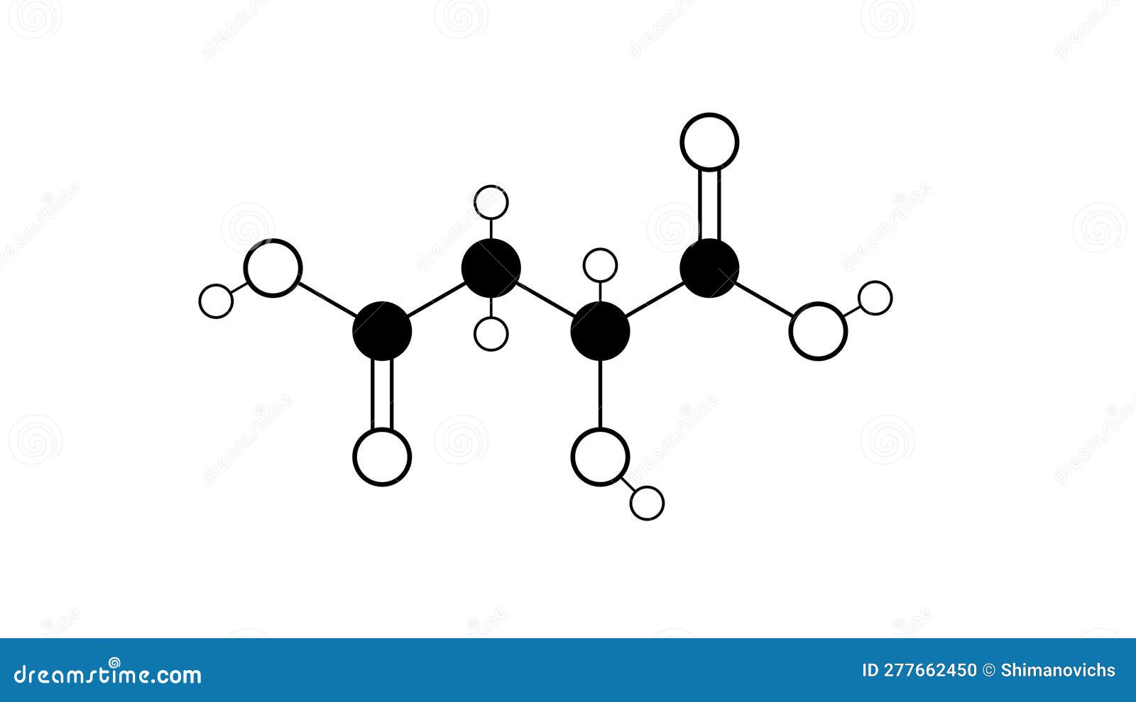 Malic Acid Molecule, Structural Chemical Formula, Ball-and-stick Model ...