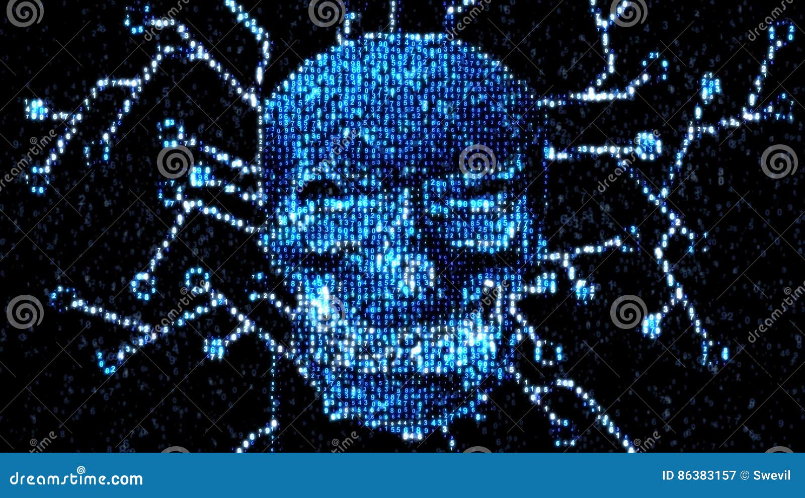 Danger in the Internet. Malicious Code Hacker. Skull Stock Illustration ...