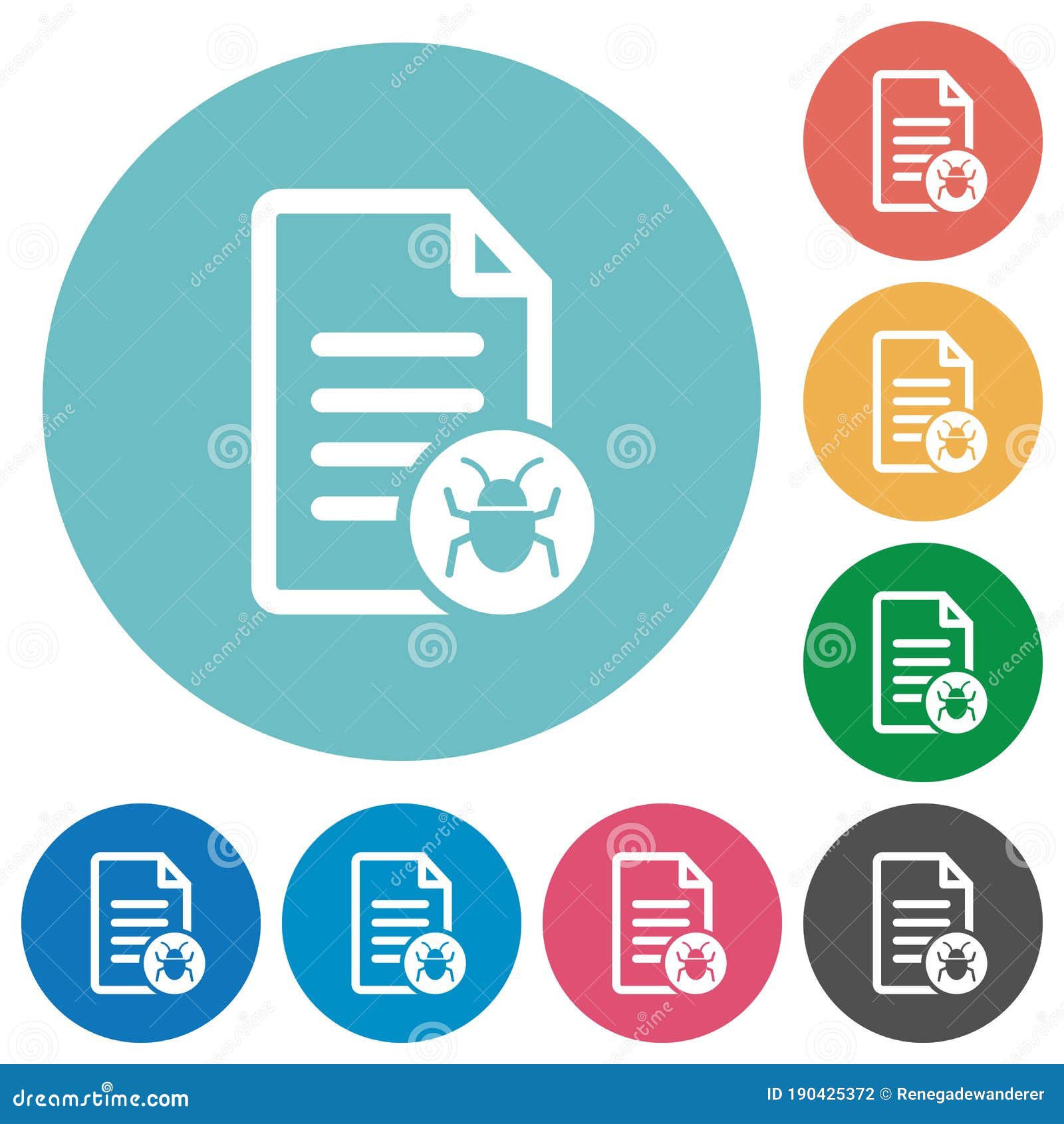 Malicious Document Flat Round Icons Stock Vector - Illustration of ...